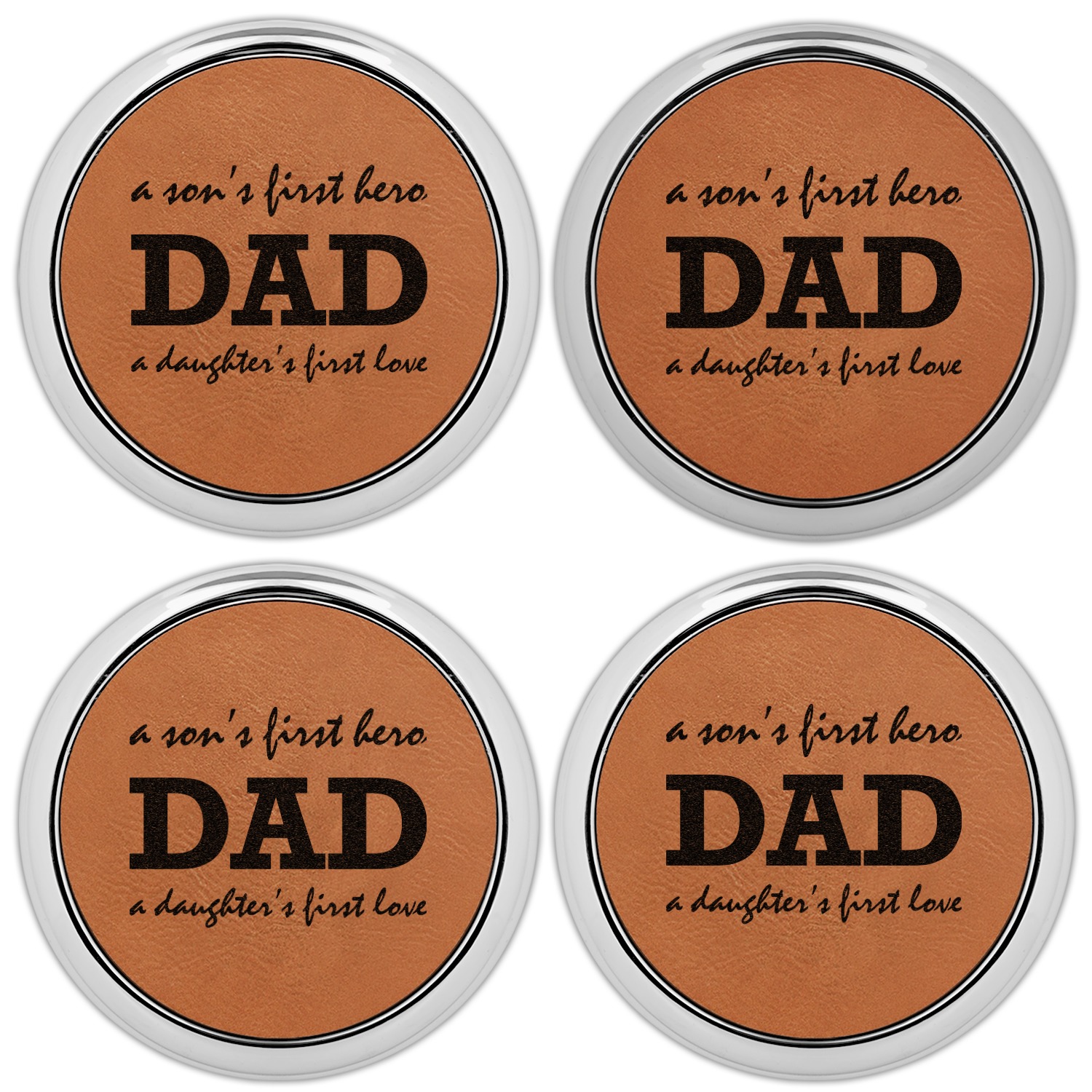 Custom Father's Day Quotes & Sayings Leatherette Round Coaster w ...