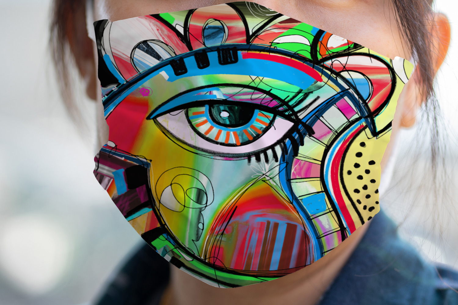 Abstract Eye Painting Face Mask Cover - YouCustomizeIt