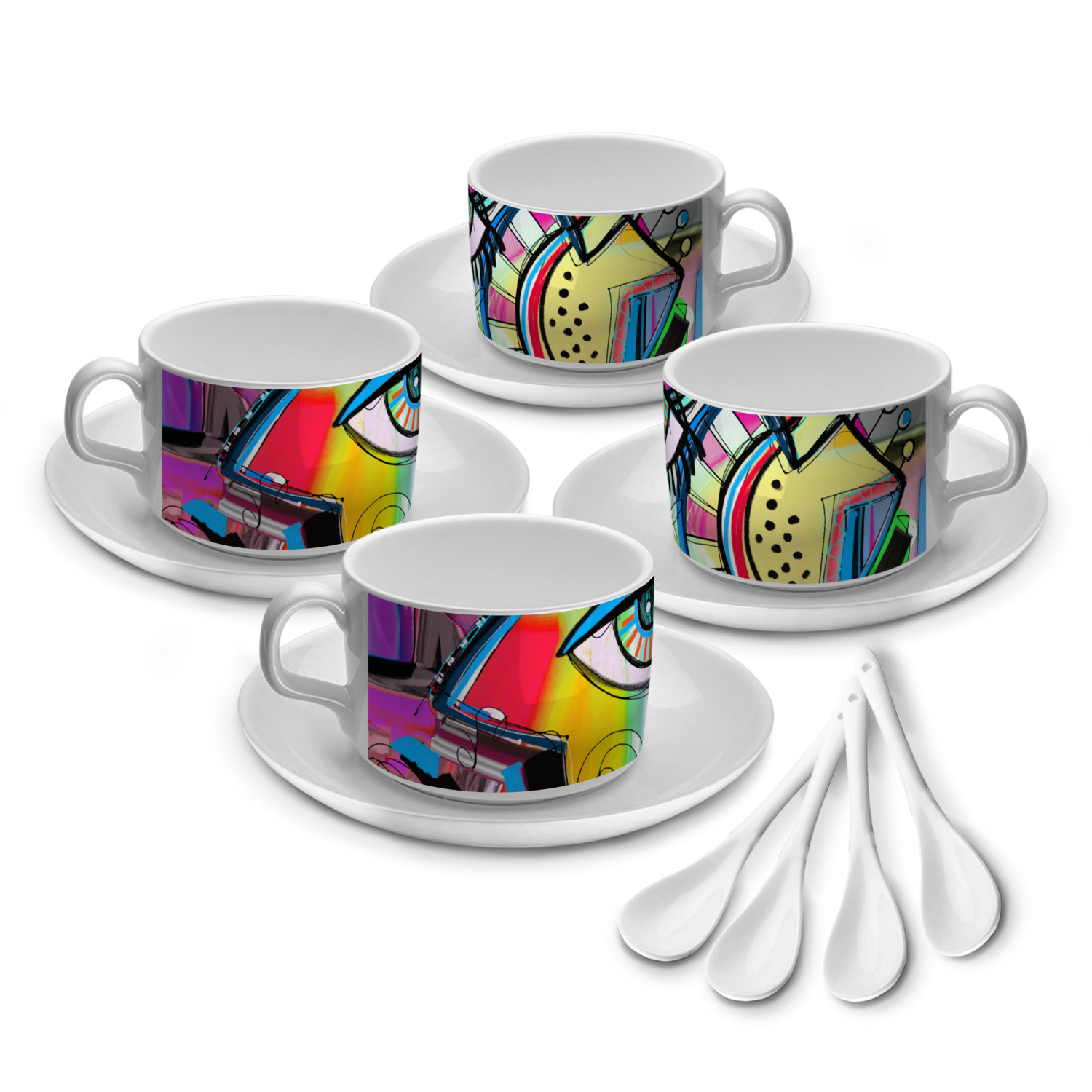 Abstract Eye Painting Tea Cup - Set of 4 - YouCustomizeIt