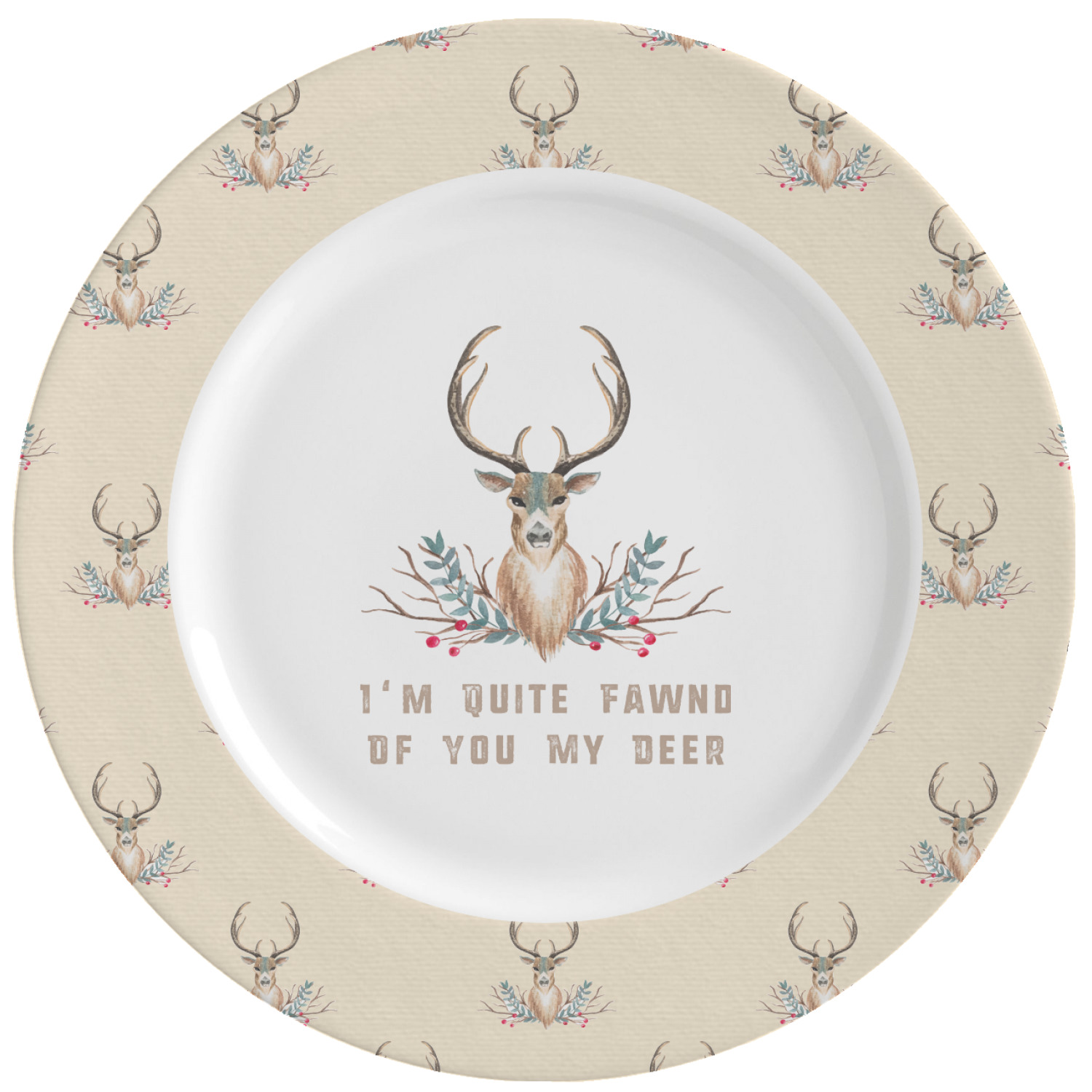Deer Ceramic Dinner Plates (Set of 4) (Personalized) - YouCustomizeIt