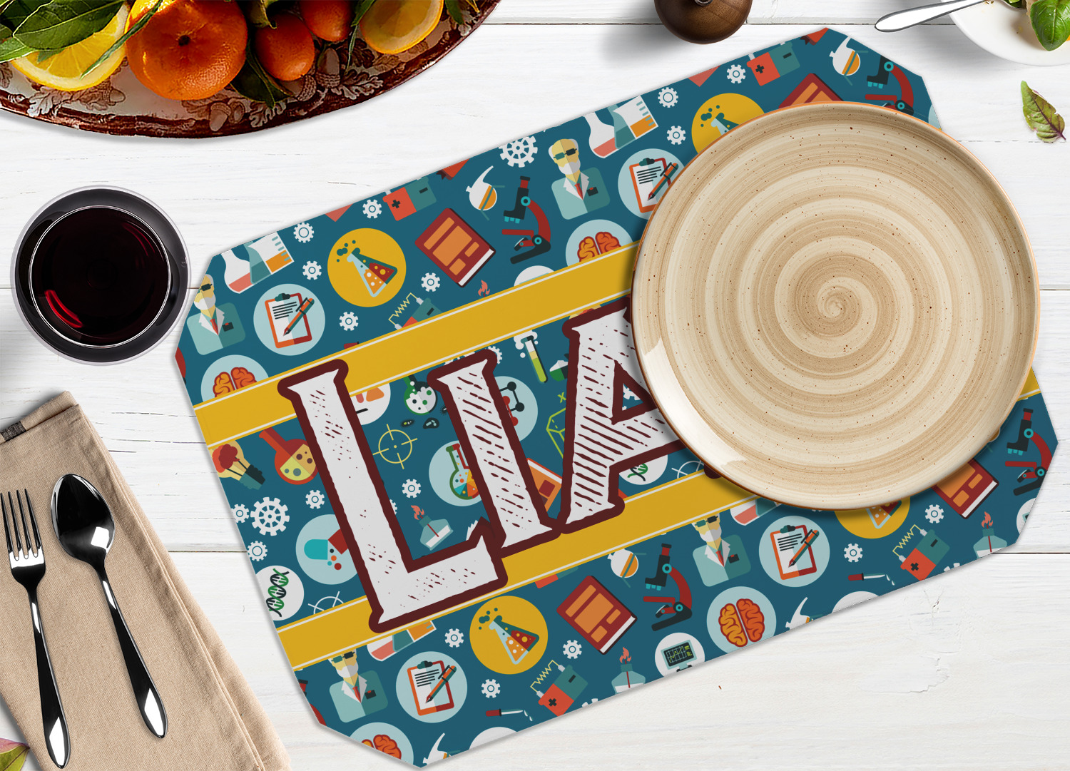 Custom Rocket Science Dining Table Mat - Octagon w/ Name or Text ...