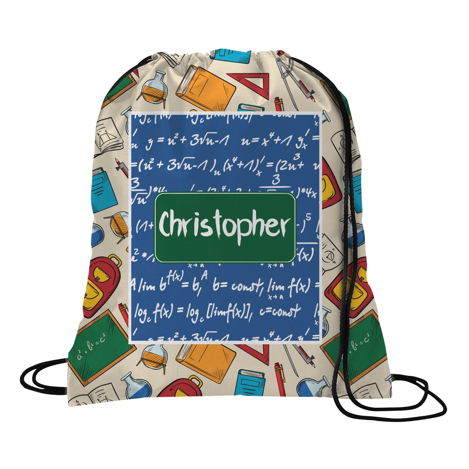 Math Lesson Drawstring Backpack - Medium (Personalized) - YouCustomizeIt
