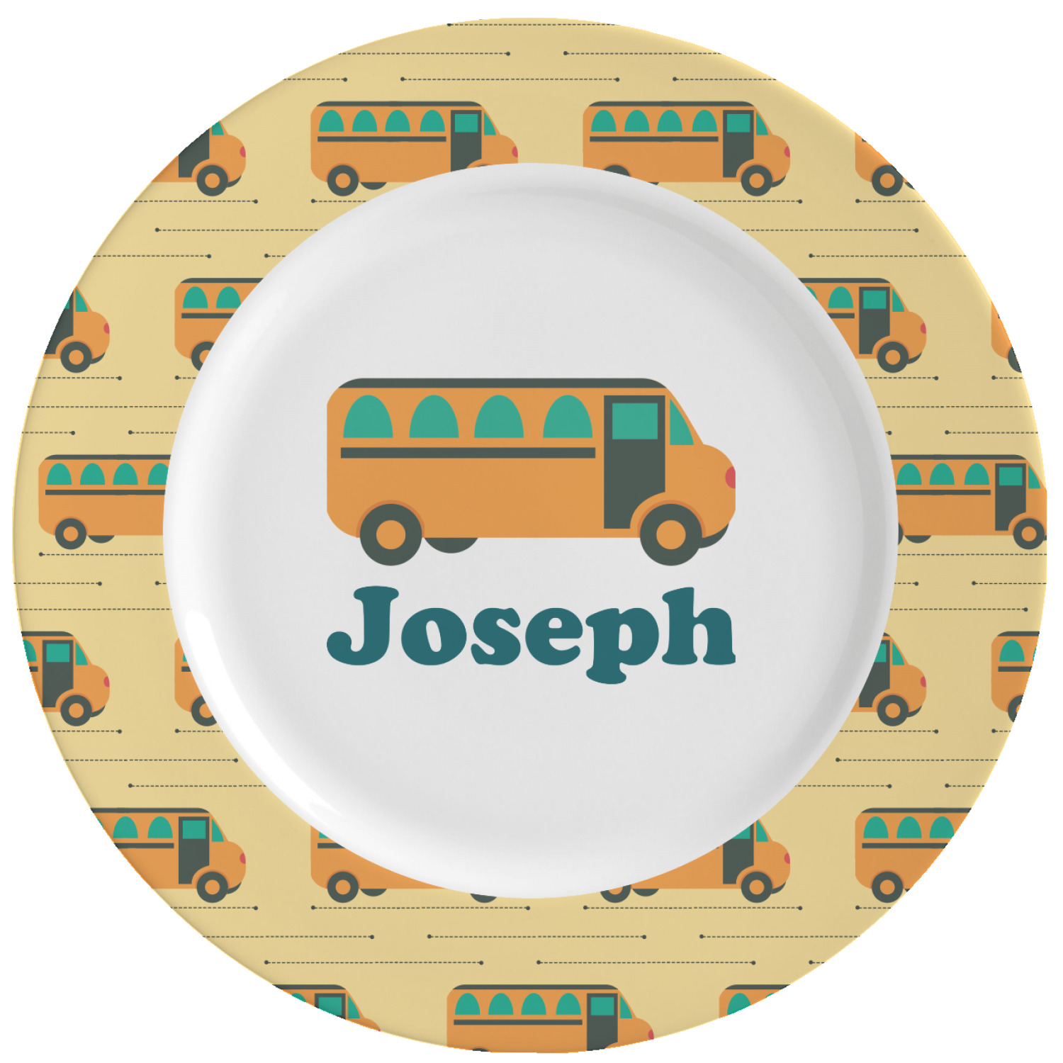 School Bus Ceramic Dinner Plates (Set of 4) (Personalized) - YouCustomizeIt