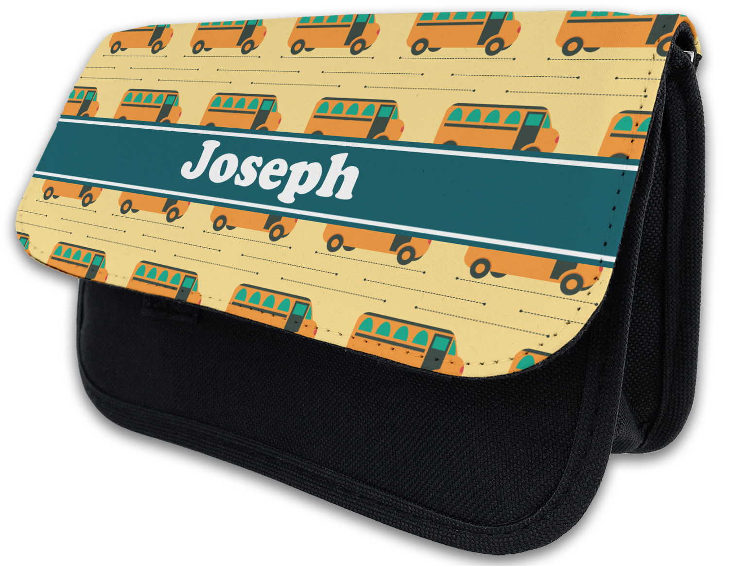 Custom School Bus Canvas Pencil Case w/ Name or Text | YouCustomizeIt