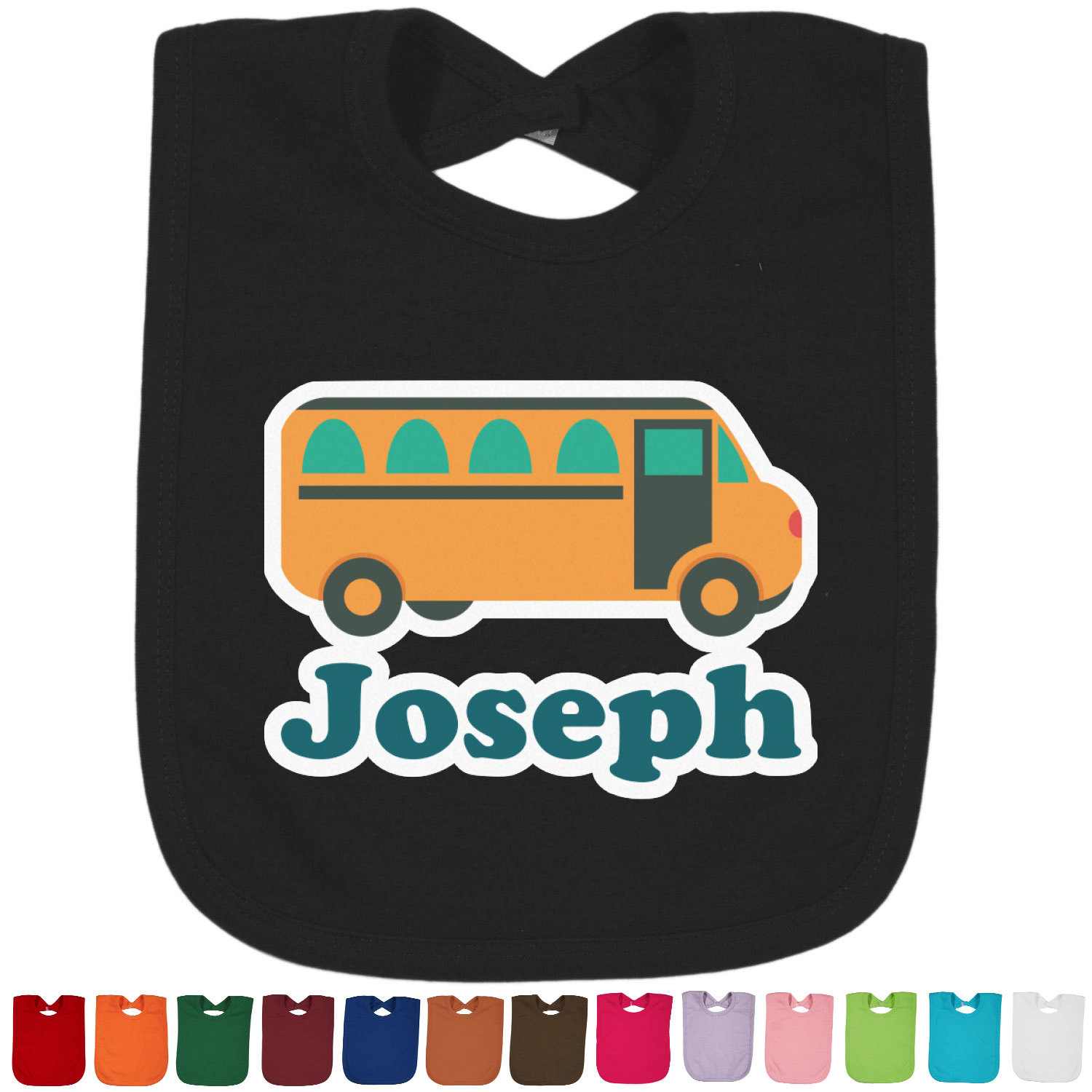 School Bus Cotton Baby Bib (Personalized) - YouCustomizeIt