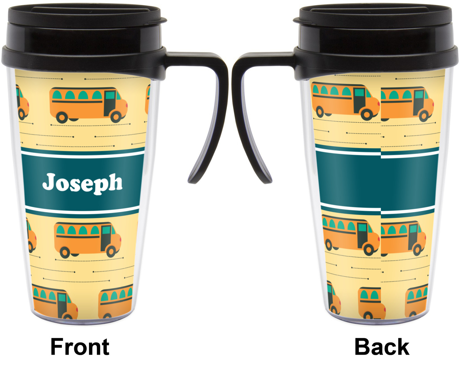 School Bus Acrylic Travel Mug with Handle (Personalized) - YouCustomizeIt
