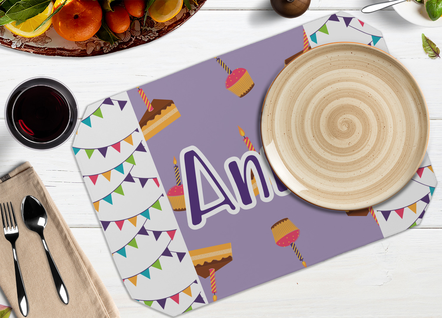 Happy Birthday Dining Table Mat - Octagon w/ Name or Text - YouCustomizeIt