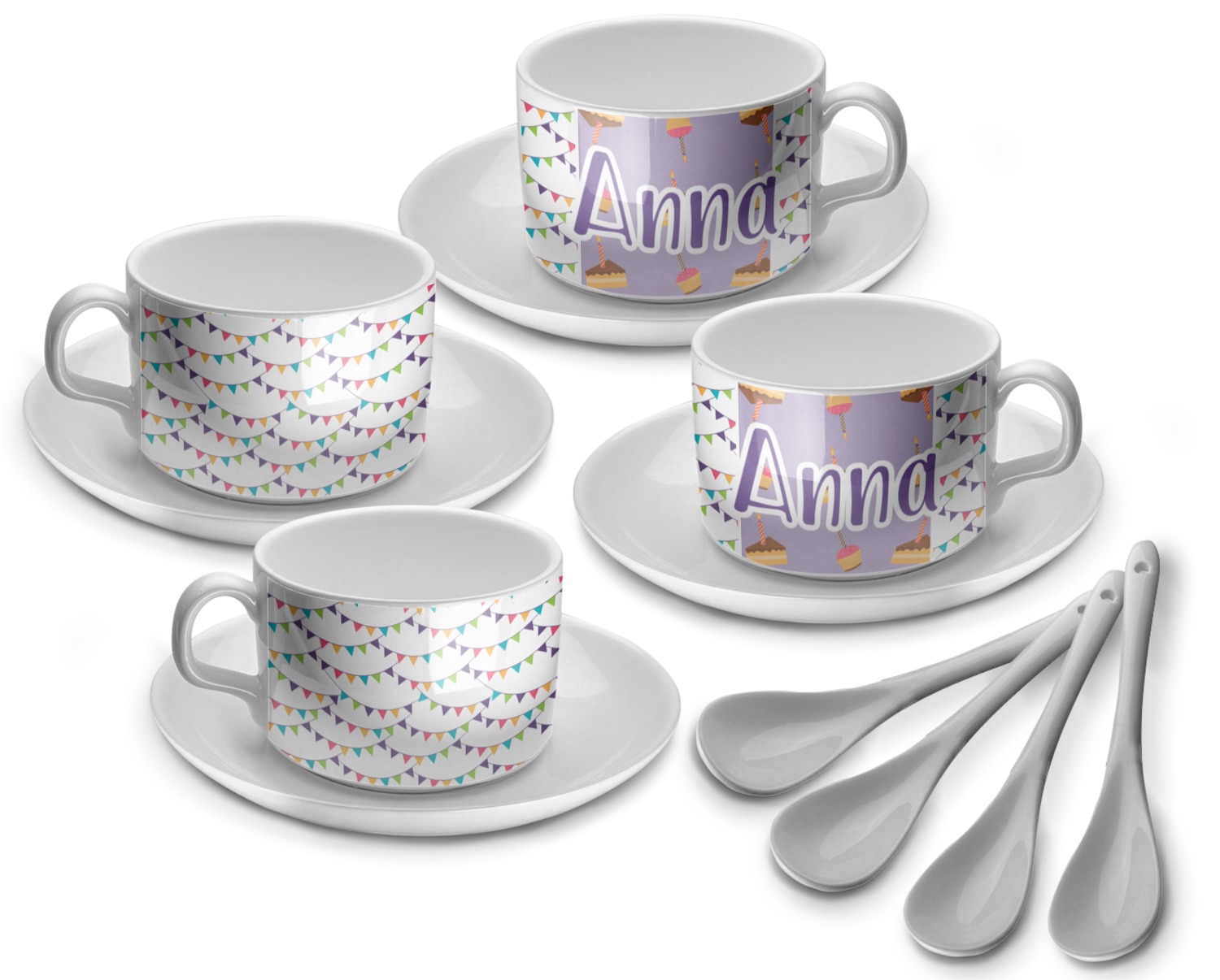 Happy Birthday Tea Cup - Set of 4 (Personalized) - YouCustomizeIt