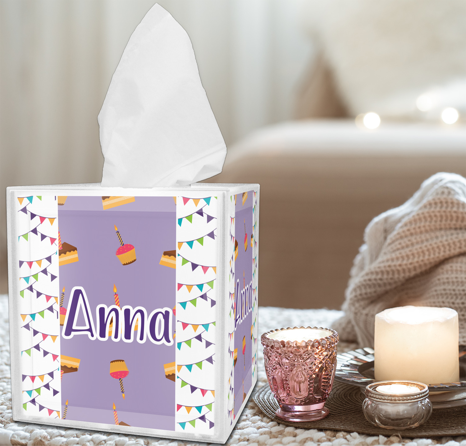 Happy Birthday Tissue Box Cover (Personalized) - YouCustomizeIt
