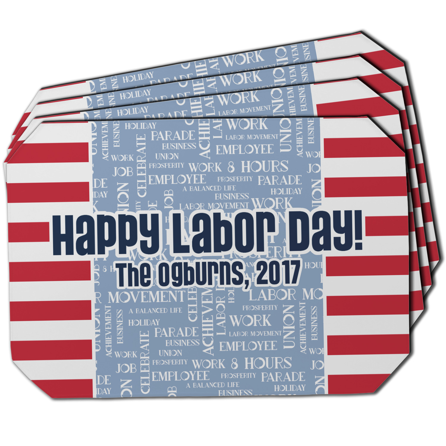 Custom Labor Day Dining Table Mat - Octagon w/ Name or Text ...