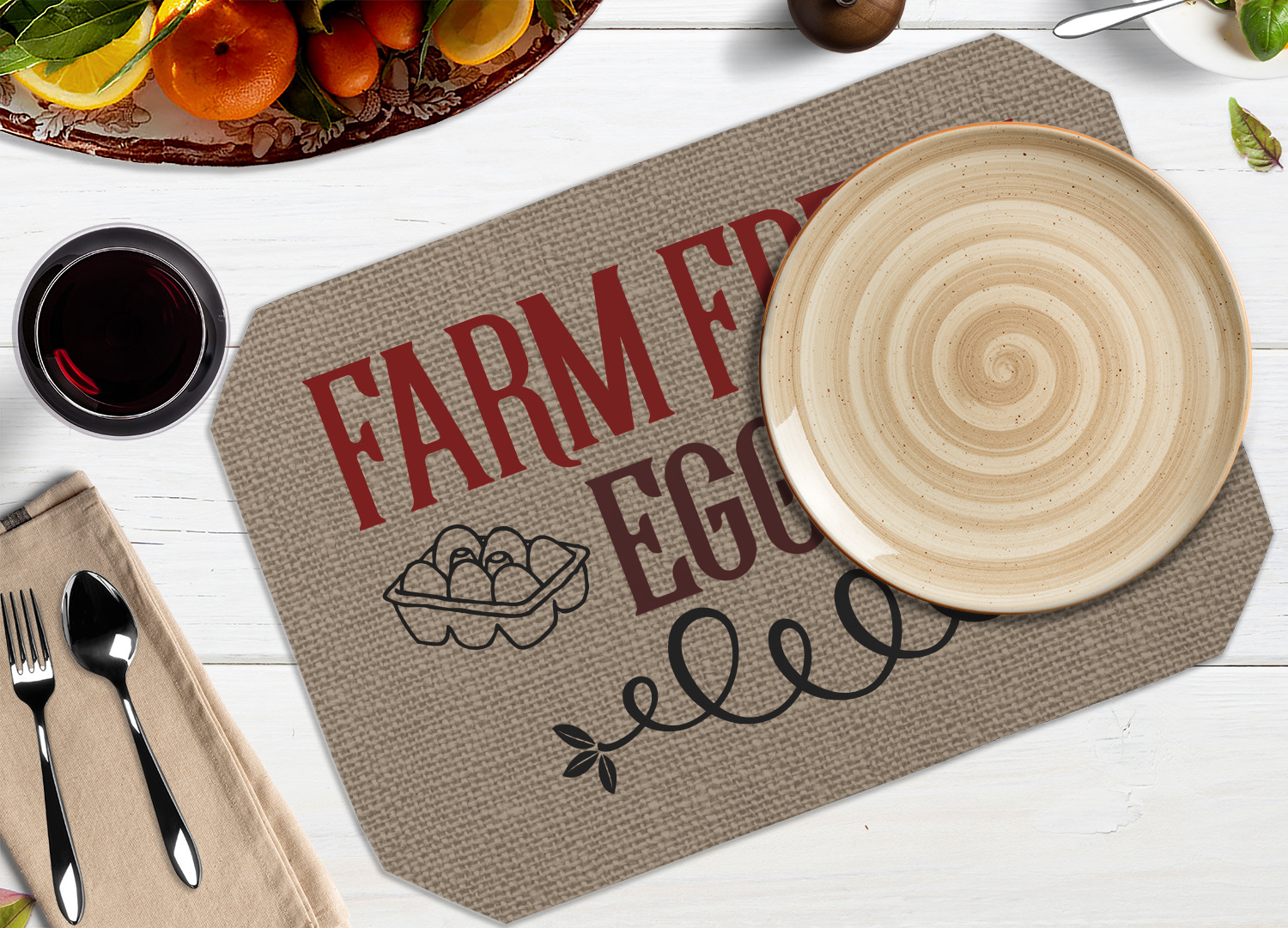 Custom Farm Quotes Dining Table Mat - Octagon | YouCustomizeIt