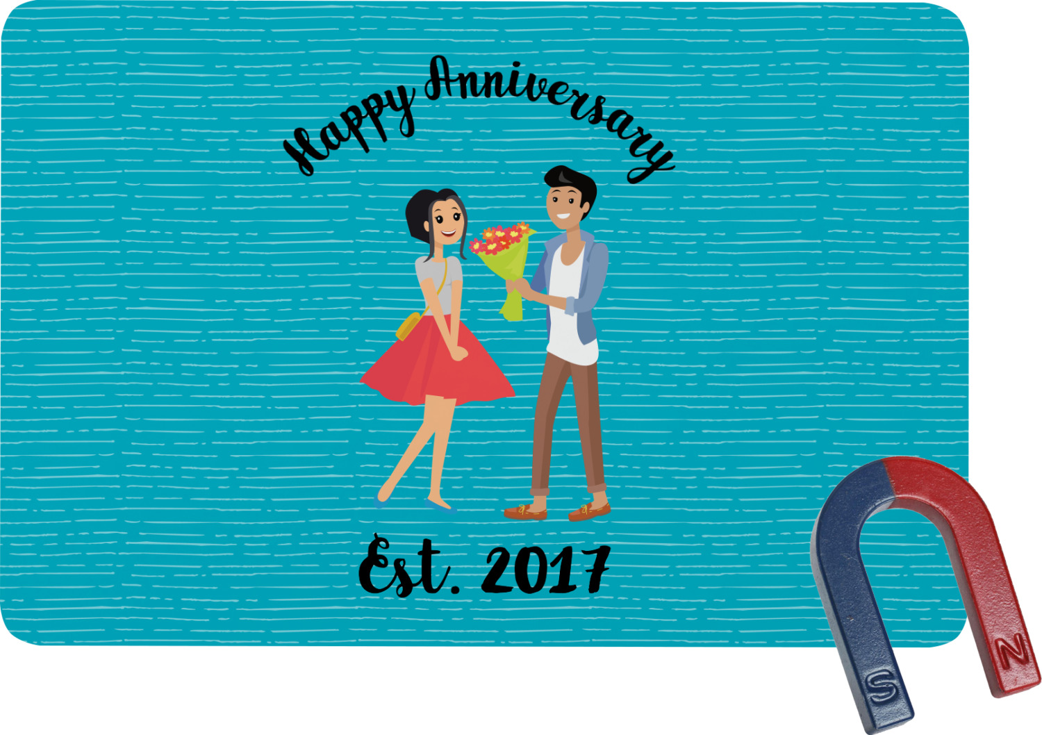 Happy Anniversary Rectangular Fridge Magnet (Personalized) - YouCustomizeIt