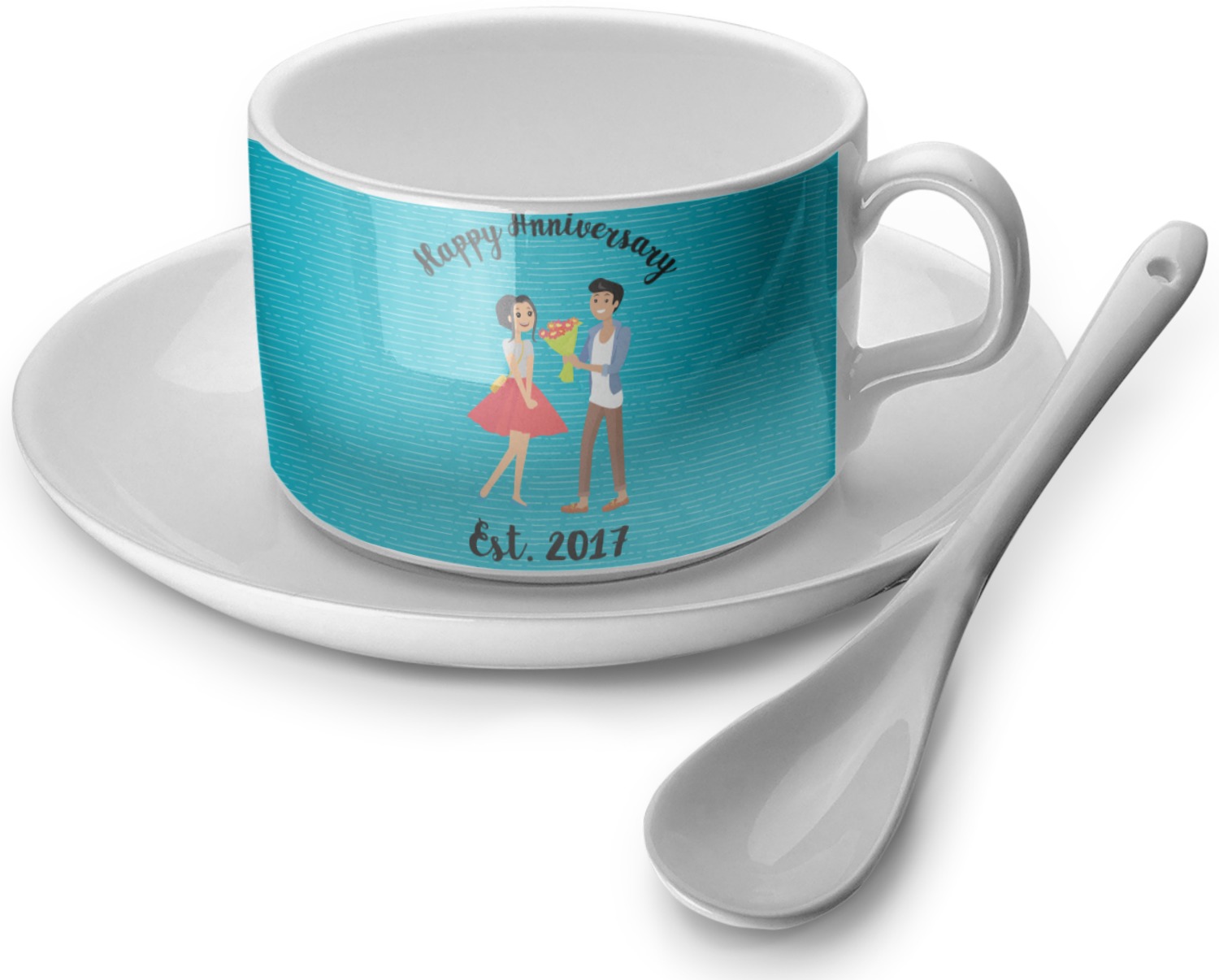Happy Anniversary Tea Cup - Single (Personalized) - YouCustomizeIt