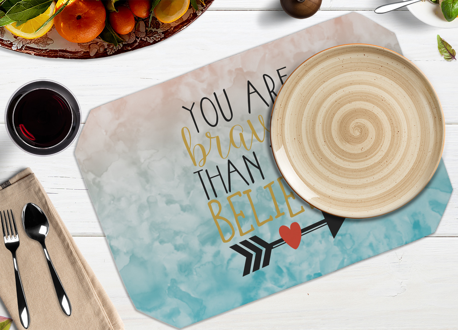 Custom Inspirational Quotes Dining Table Mat - Octagon | YouCustomizeIt
