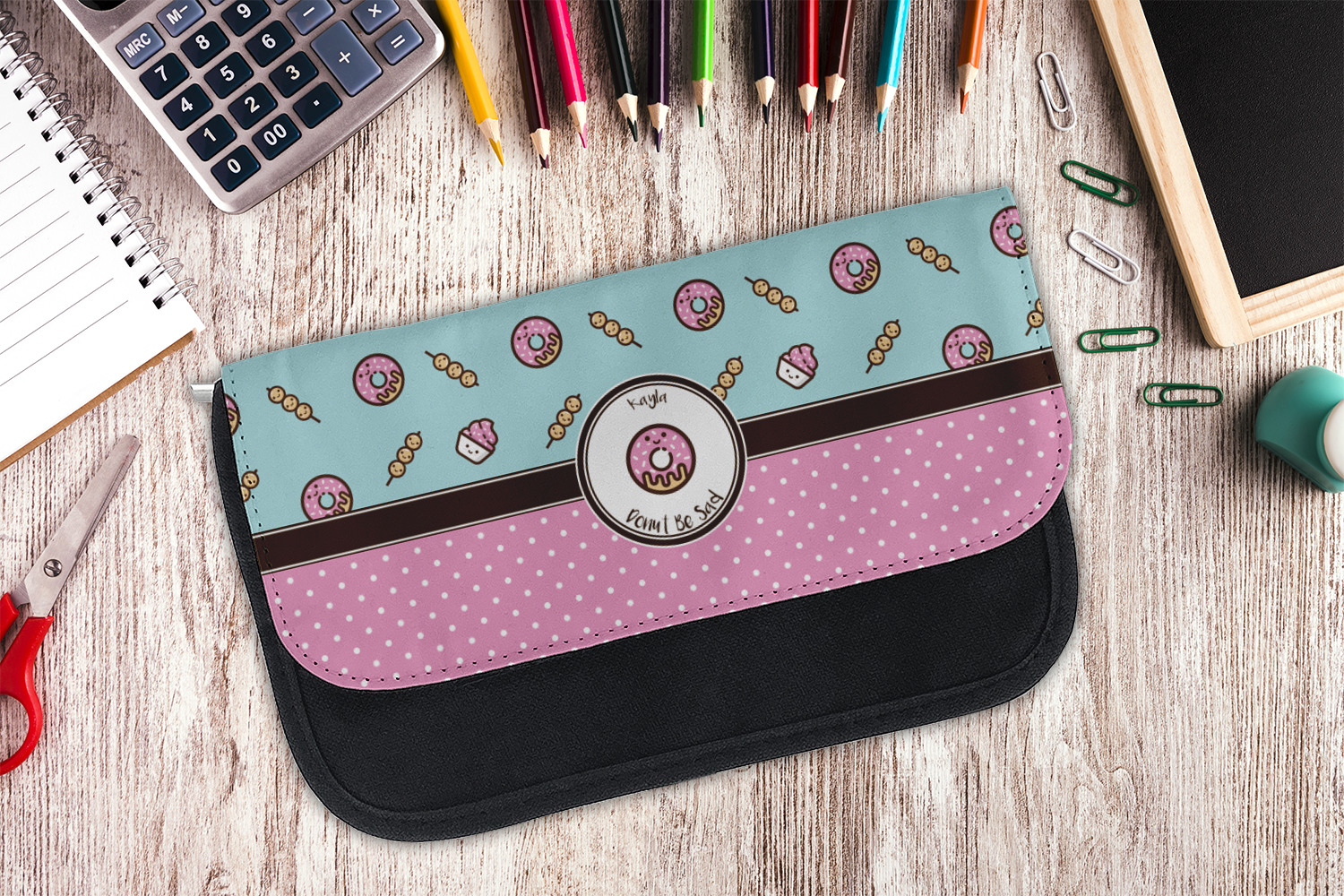 Custom Donuts Canvas Pencil Case w/ Name or Text | YouCustomizeIt