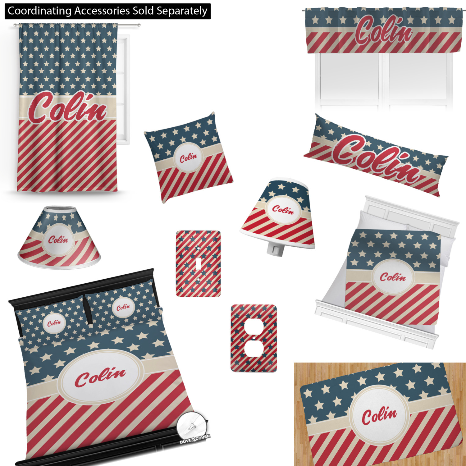 Custom Stars and Stripes Comforter Set - Full / Queen (Personalized ...