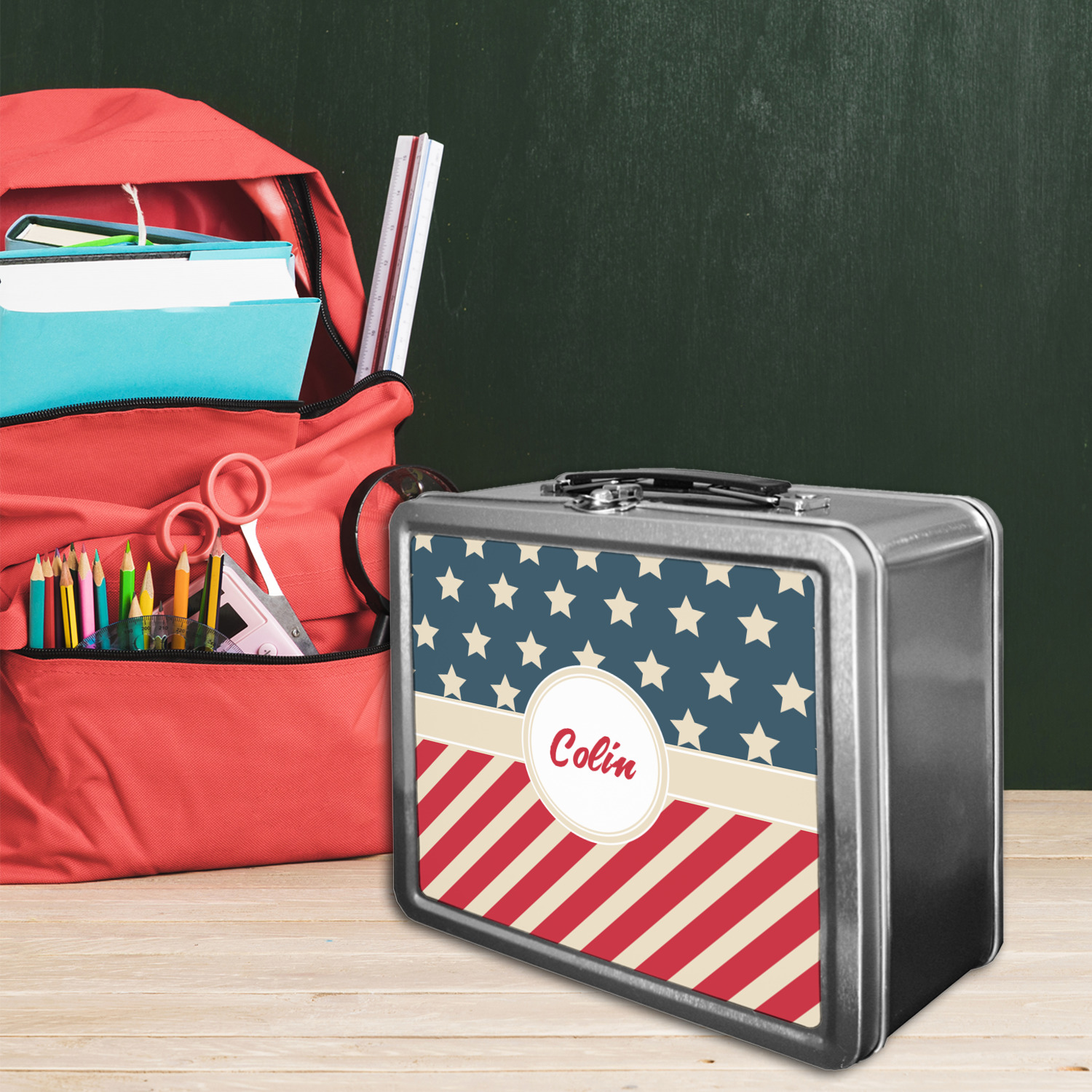 Custom Stars and Stripes Lunch Box (Personalized) | YouCustomizeIt