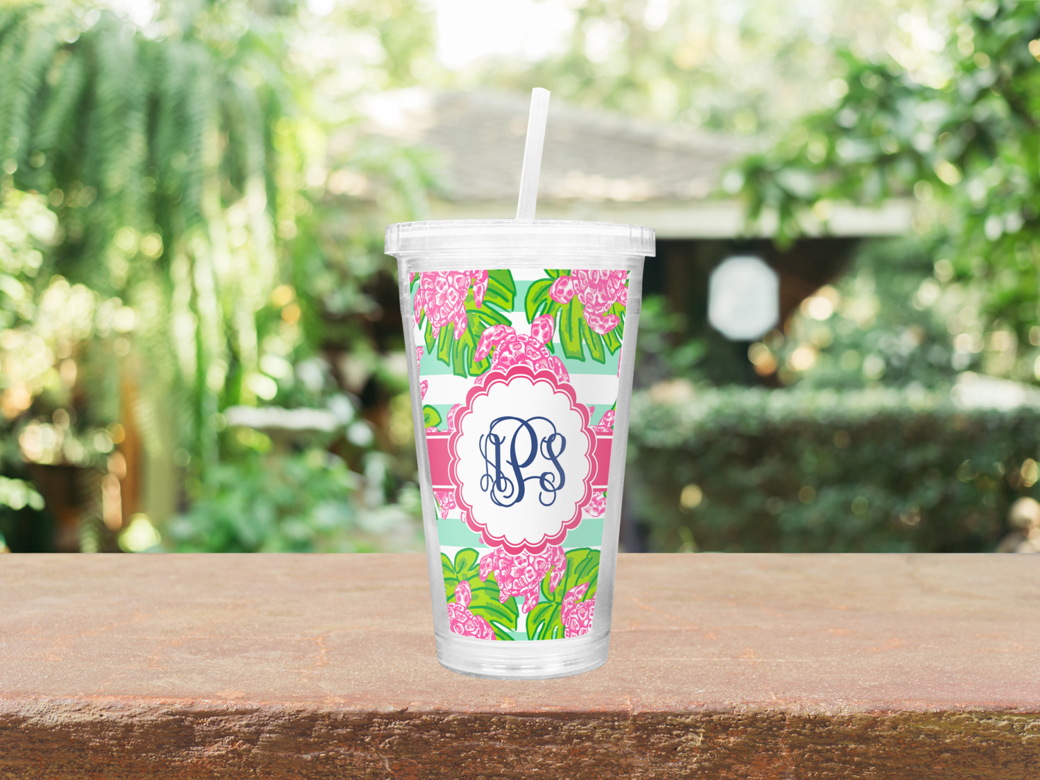 Preppy Double Wall Tumbler with Straw (Personalized) - YouCustomizeIt