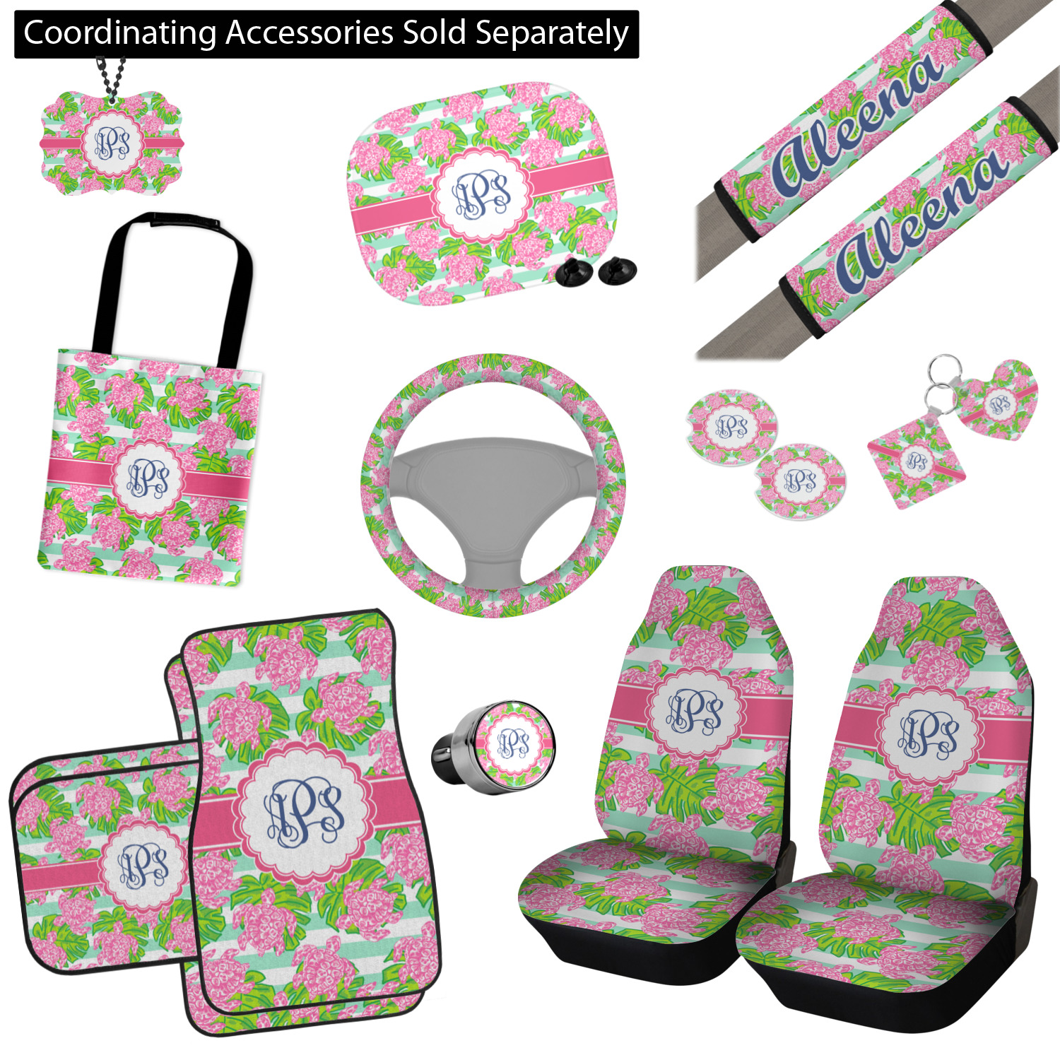 Custom Preppy Car Seat Covers (Set of Two) (Personalized) | YouCustomizeIt