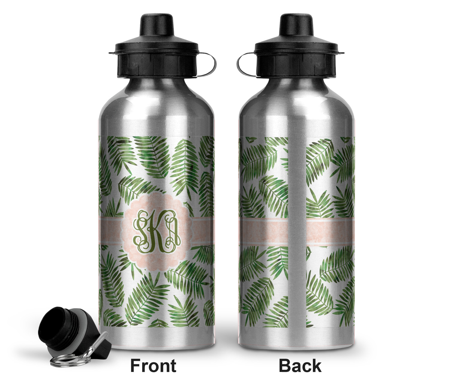 Tropical Leaves Water Bottle - Aluminum - 20 oz (Personalized ...