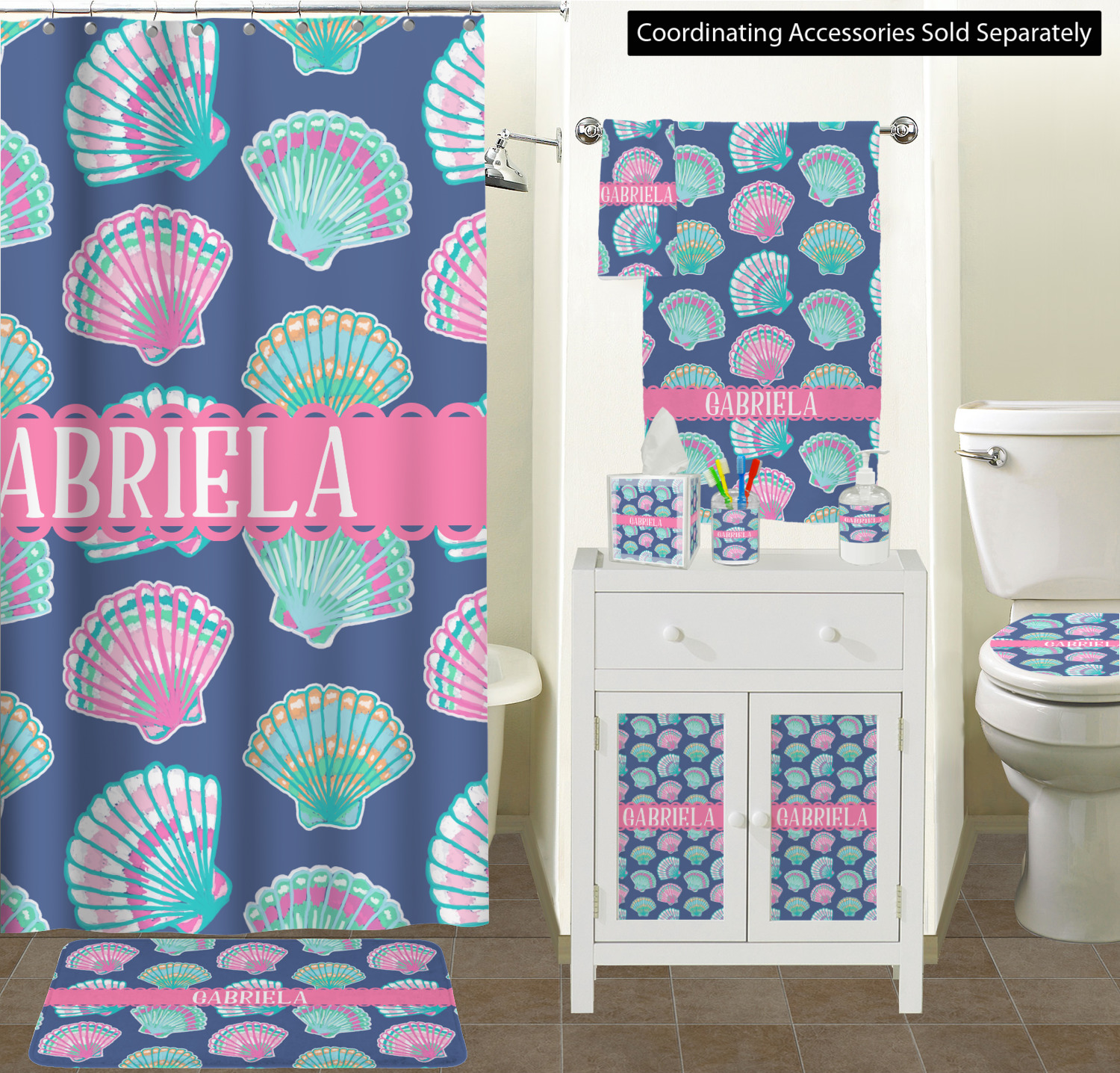 Preppy Sea Shells Spa / Bath Wrap w/ Name or Text - YouCustomizeIt