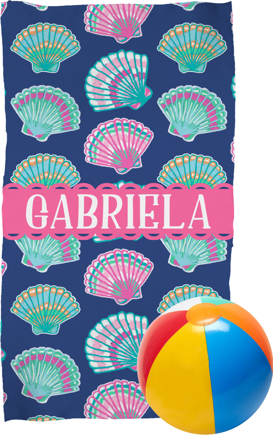 Preppy Sea Shells Beach Towel (Personalized) - YouCustomizeIt