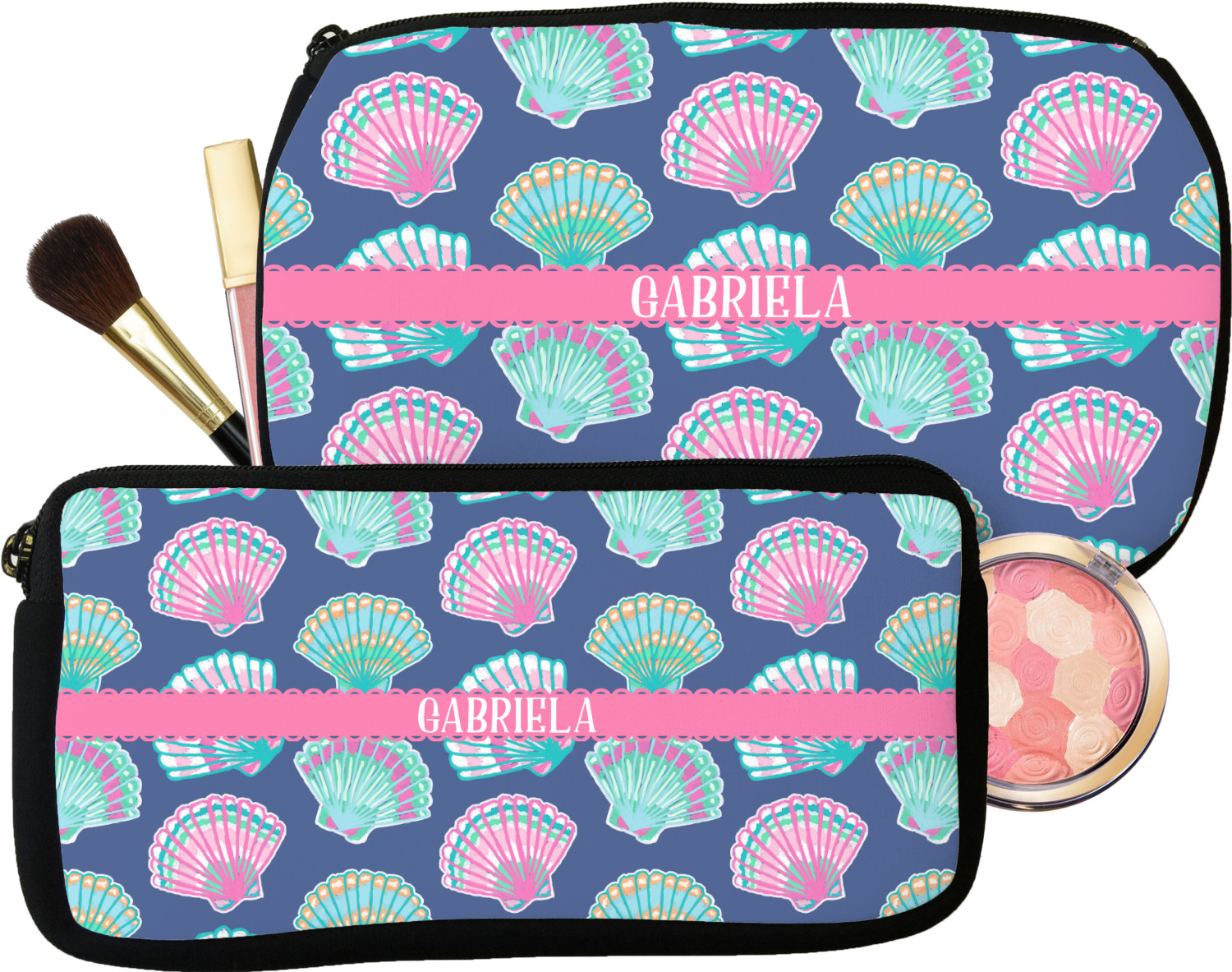Custom Preppy Sea Shells Makeup / Cosmetic Bag (Personalized ...