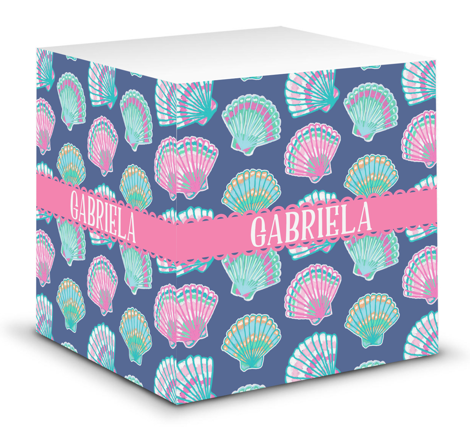 Preppy Sea Shells Sticky Note Cube (Personalized) - YouCustomizeIt