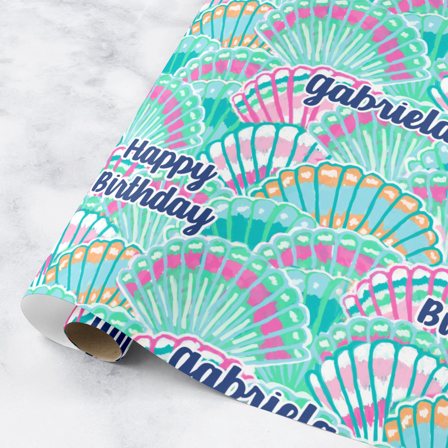 Preppy Sea Shells Wrapping Paper Roll - Large (Personalized ...