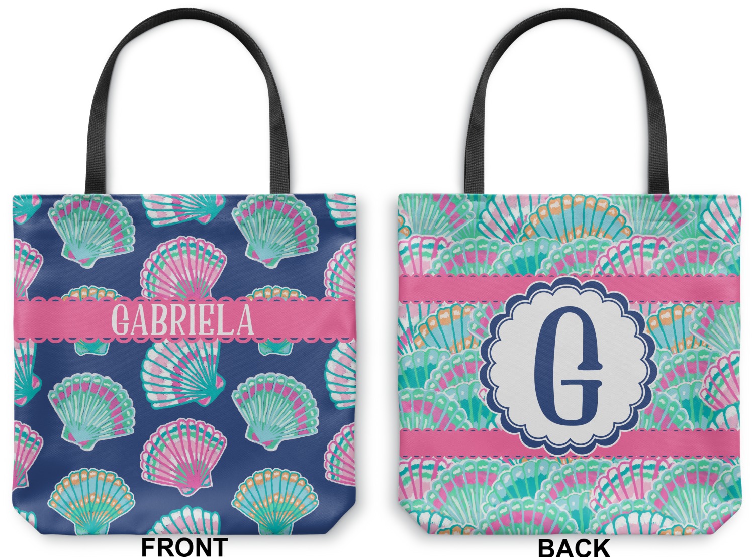 Preppy Sea Shells Canvas Tote Bag (Personalized) - YouCustomizeIt