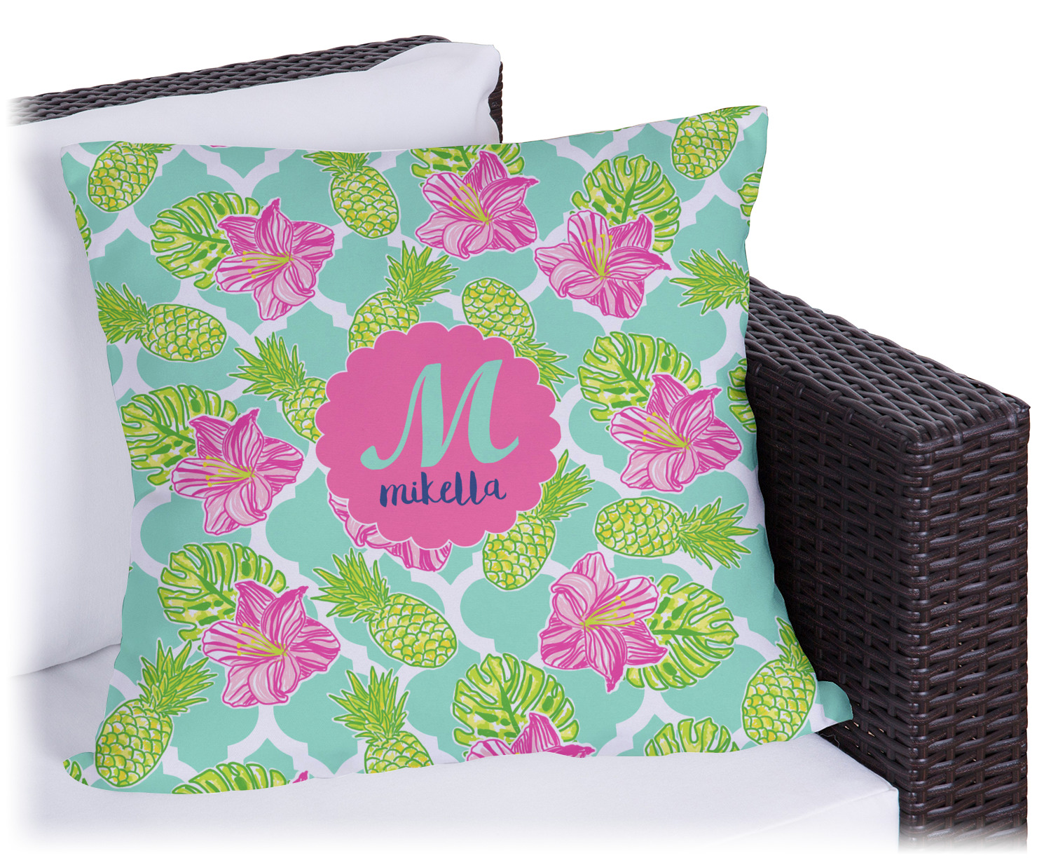 Preppy Hibiscus Outdoor Pillow (Personalized) - YouCustomizeIt