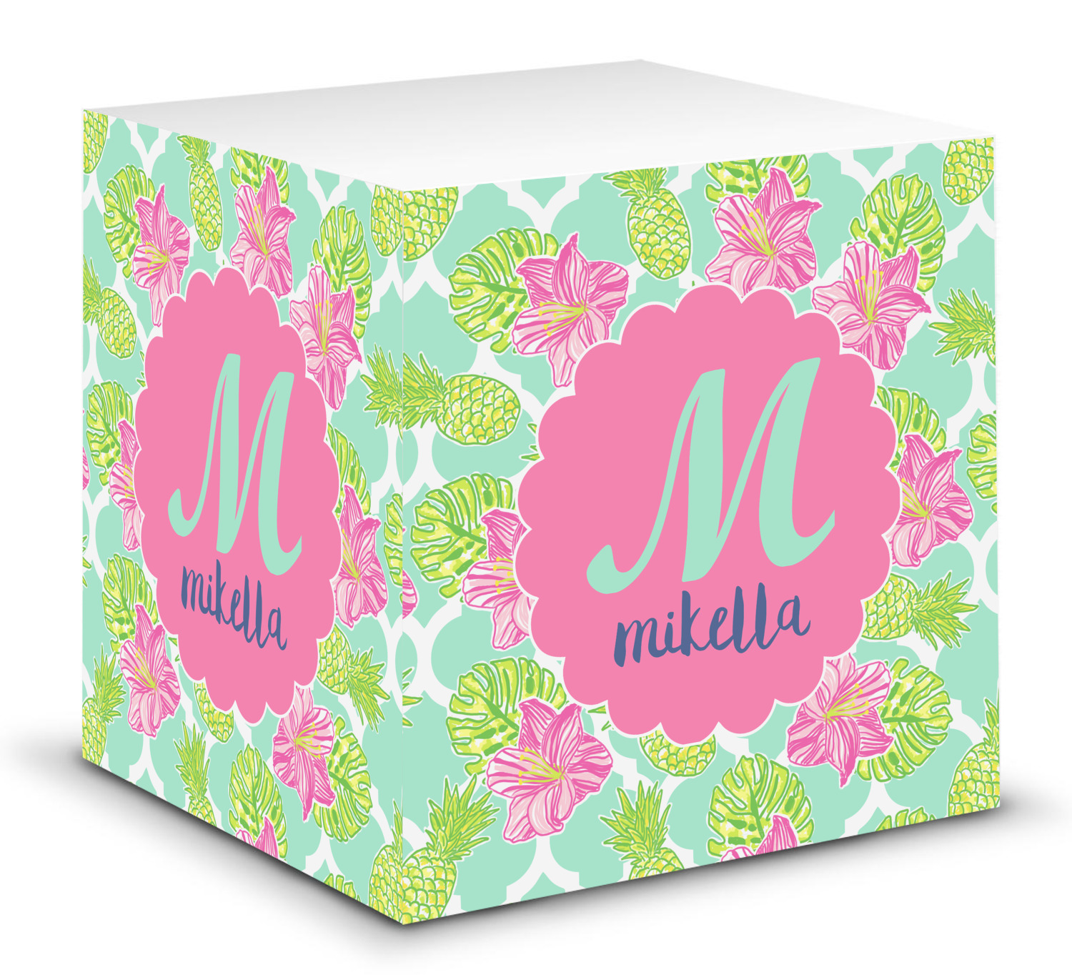 Custom Preppy Hibiscus Sticky Note Cube (Personalized) | YouCustomizeIt