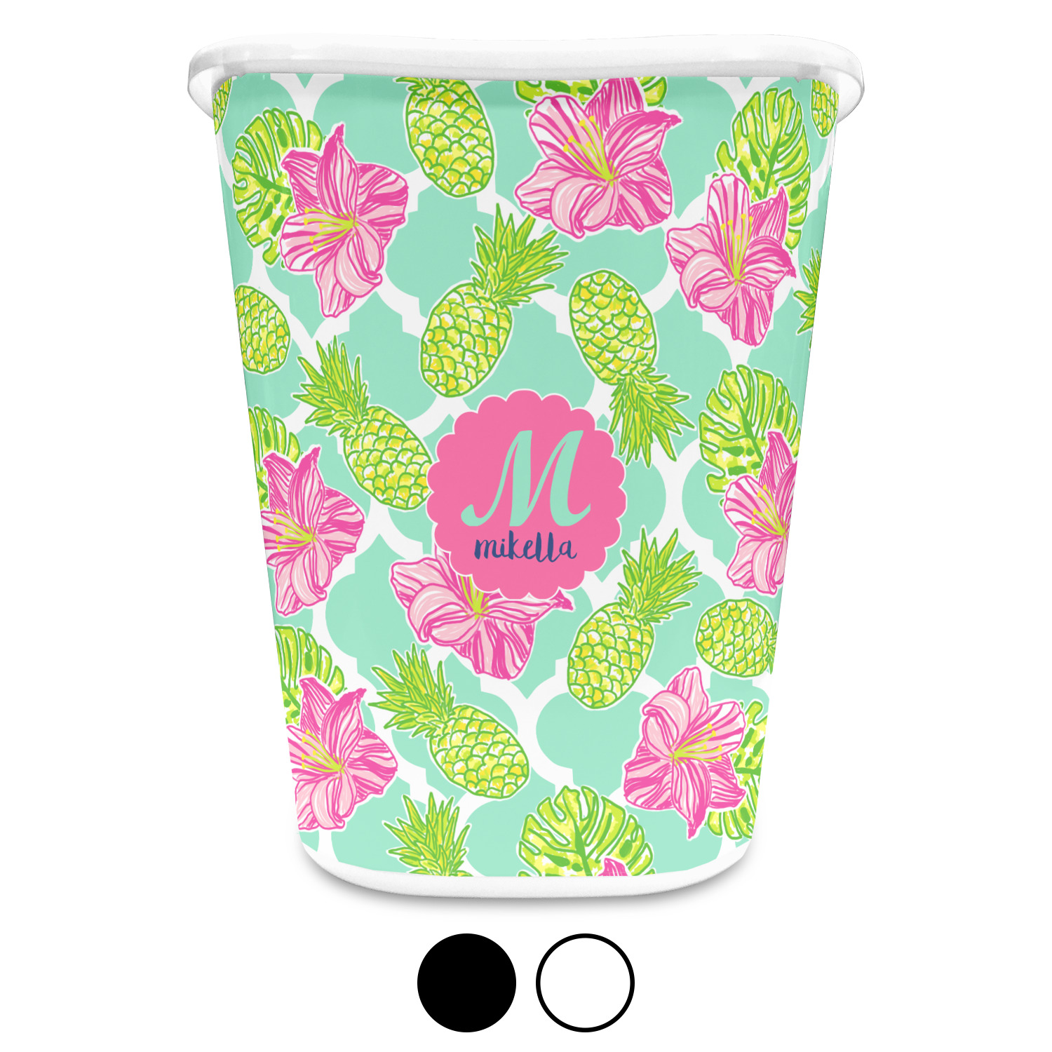 Preppy Hibiscus Waste Basket (Personalized) - YouCustomizeIt
