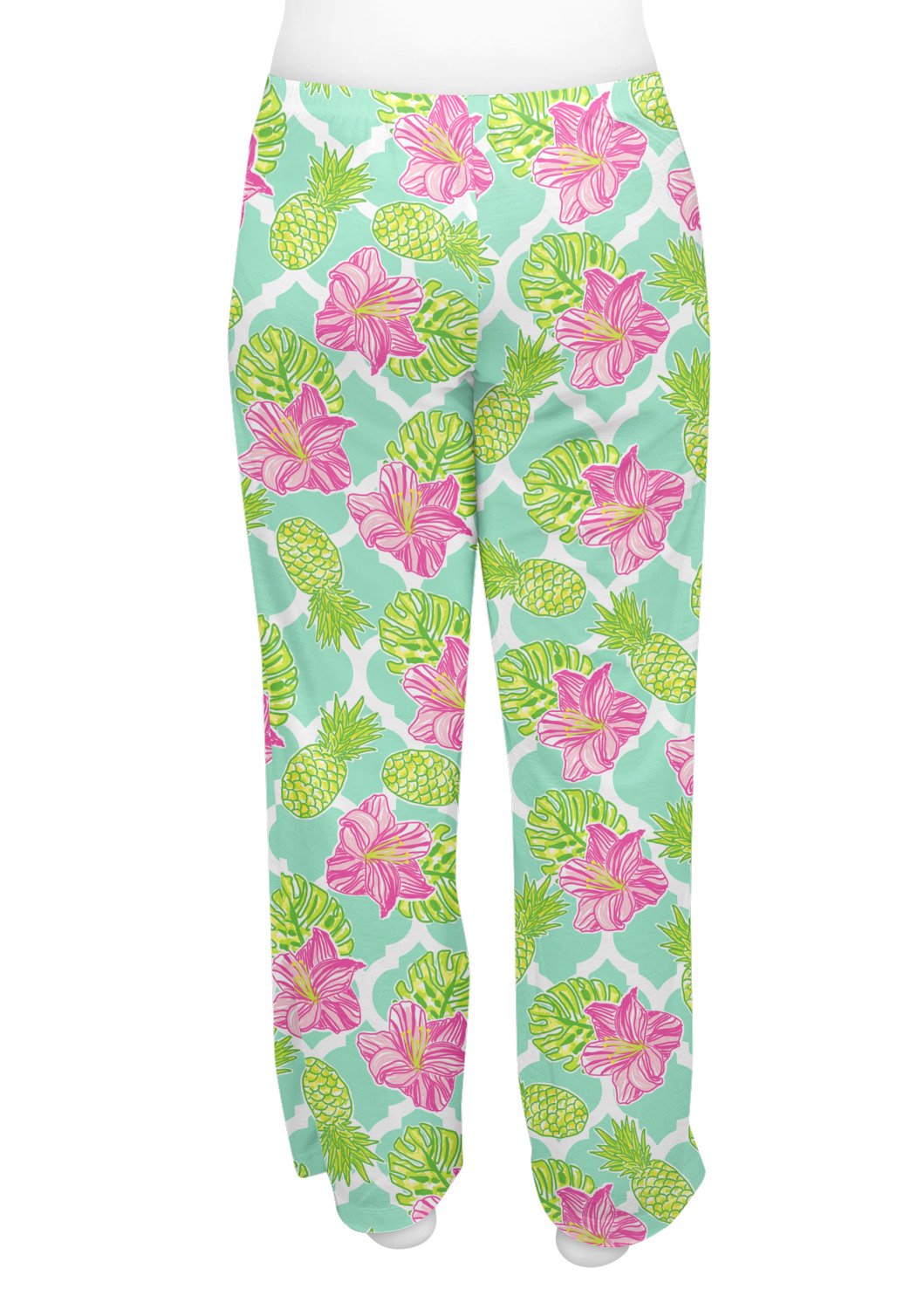 Preppy Hibiscus Womens Pajama Pants - XL (Personalized) - YouCustomizeIt