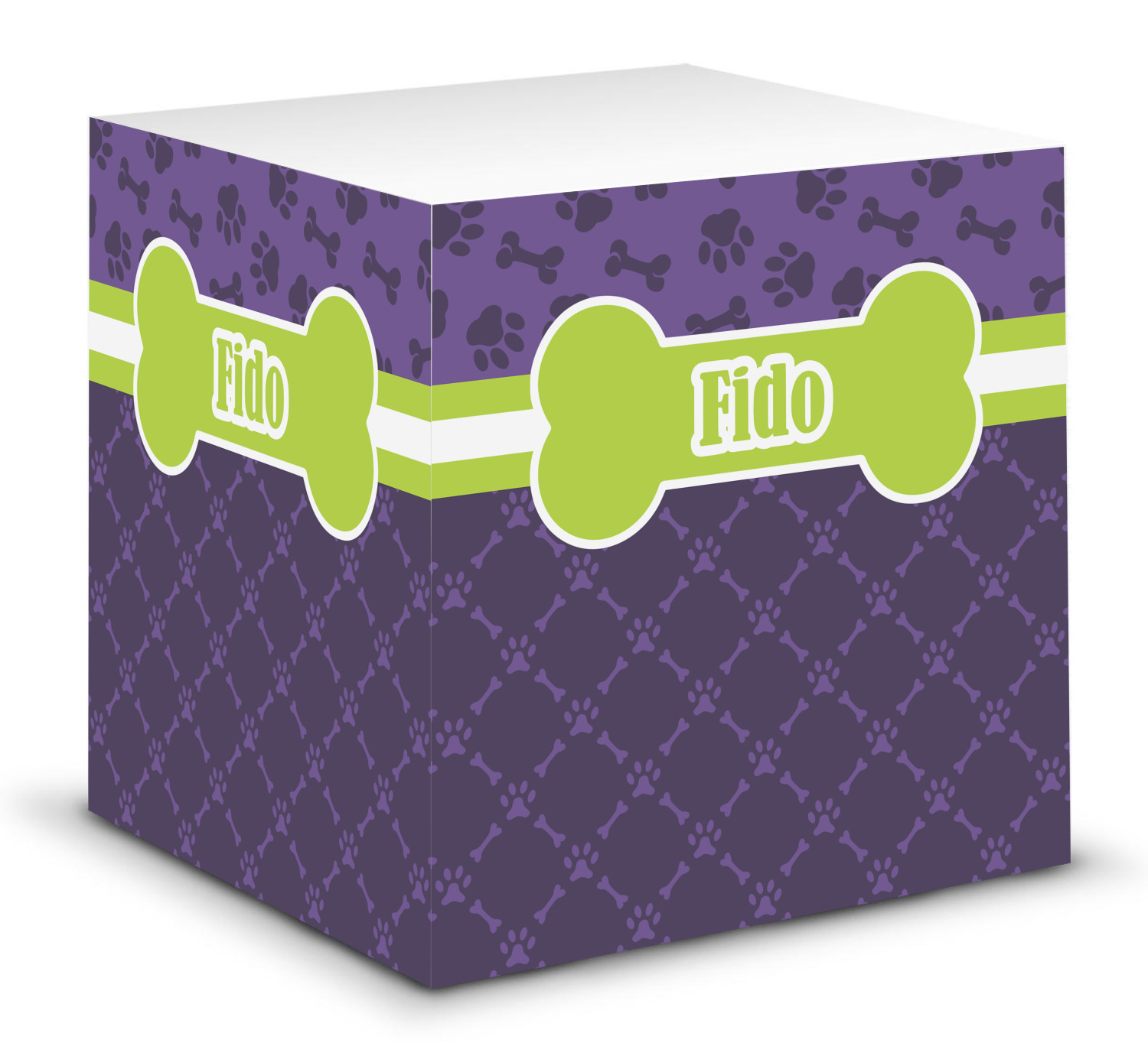Custom Pawprints & Bones Sticky Note Cube (Personalized) | YouCustomizeIt