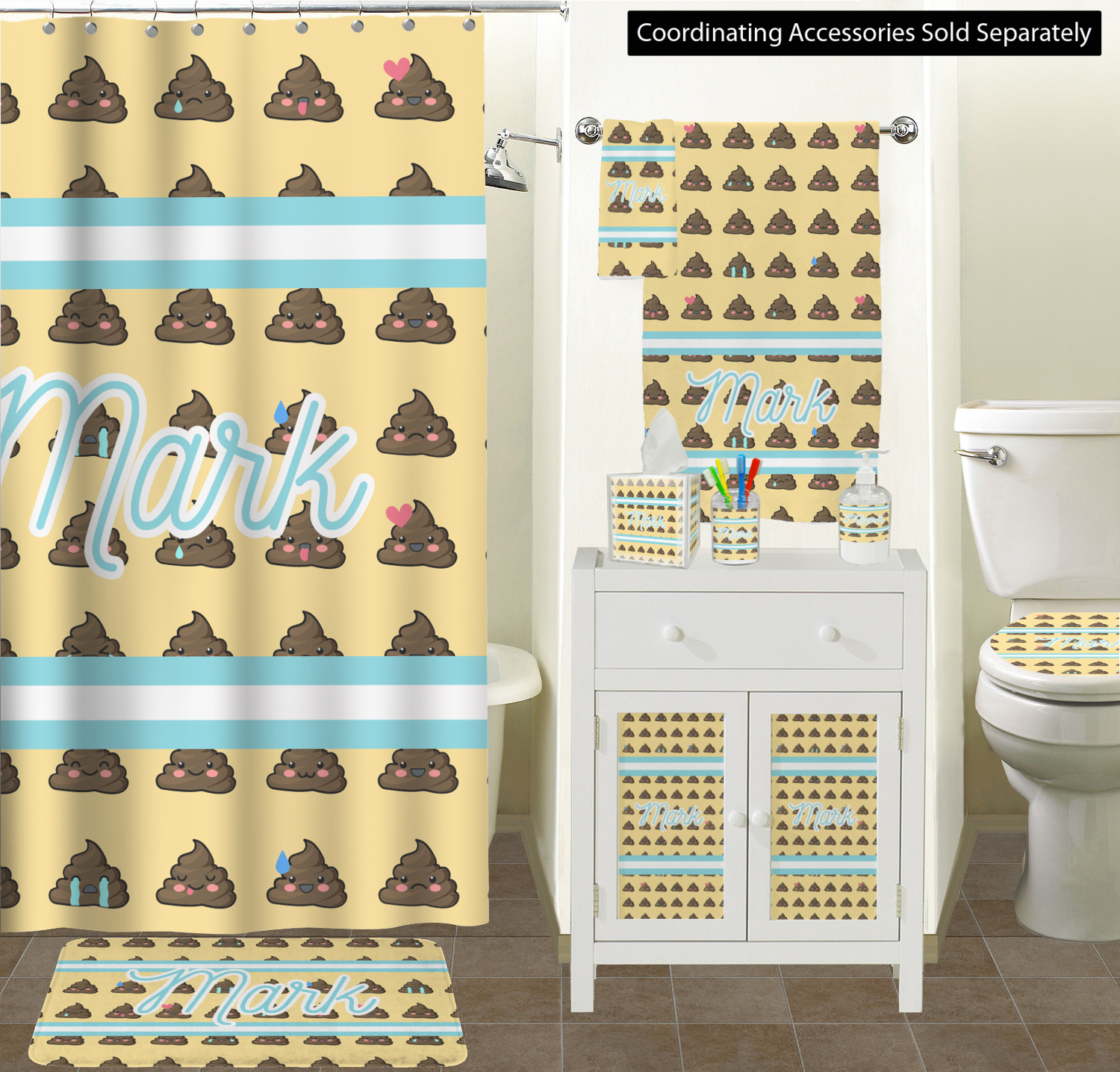 Custom Poop Emoji Toilet Seat Decal (Personalized) | YouCustomizeIt