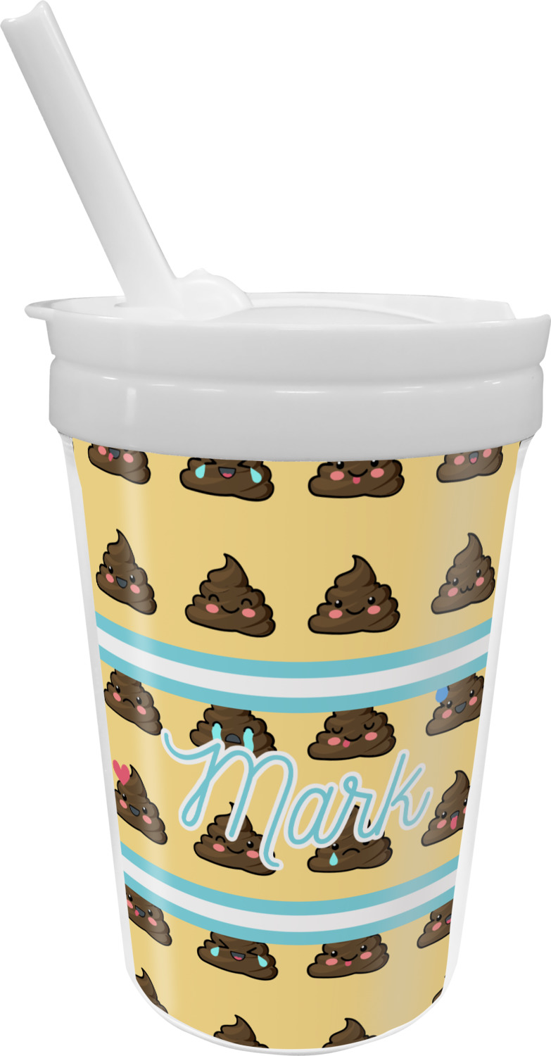 Poop Emoji Sippy Cup with Straw (Personalized) - YouCustomizeIt
