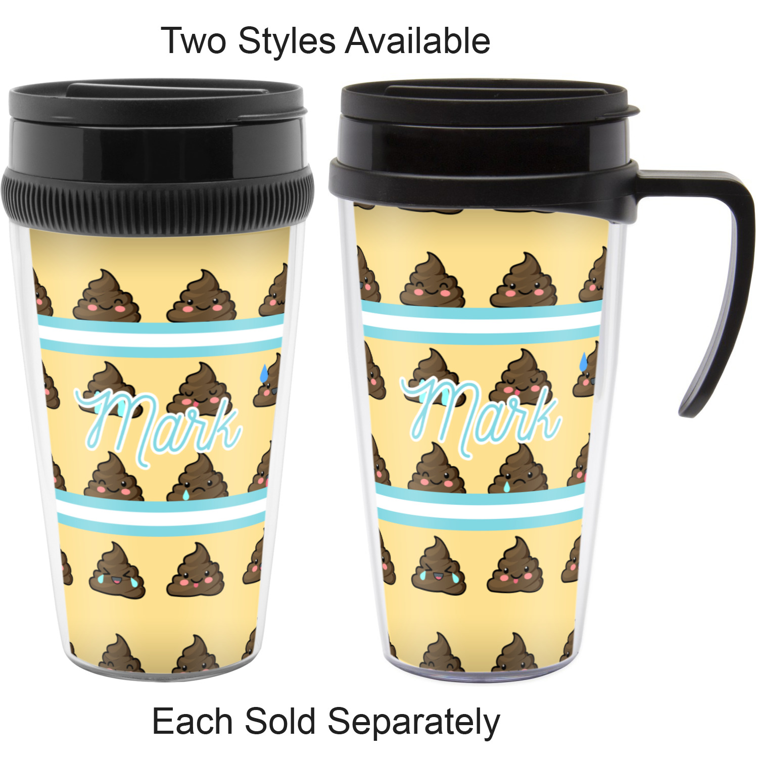 Custom Poop Emoji Acrylic Travel Mug (Personalized) | YouCustomizeIt