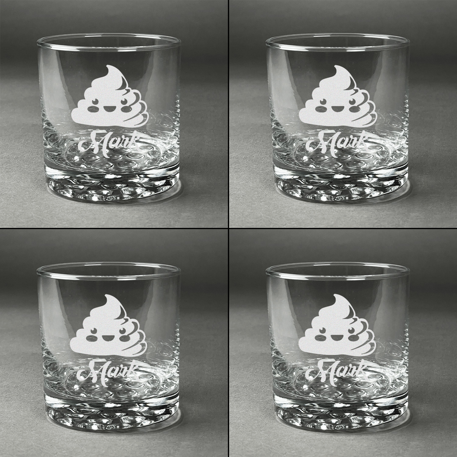 Poop Emoji Whiskey Glasses (Set of 4) (Personalized) - YouCustomizeIt