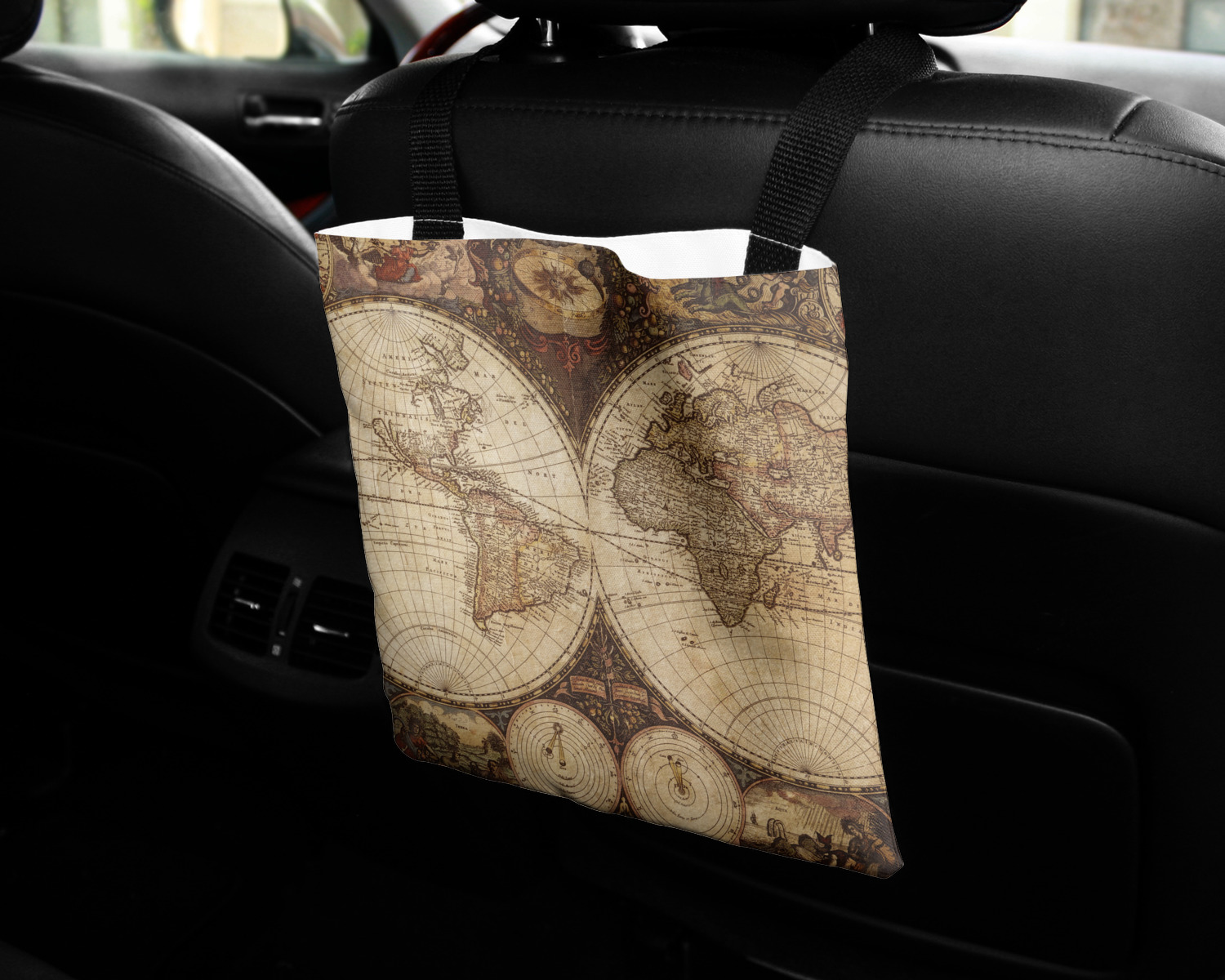 Vintage World Map Auto Back Seat Organizer Bag - YouCustomizeIt