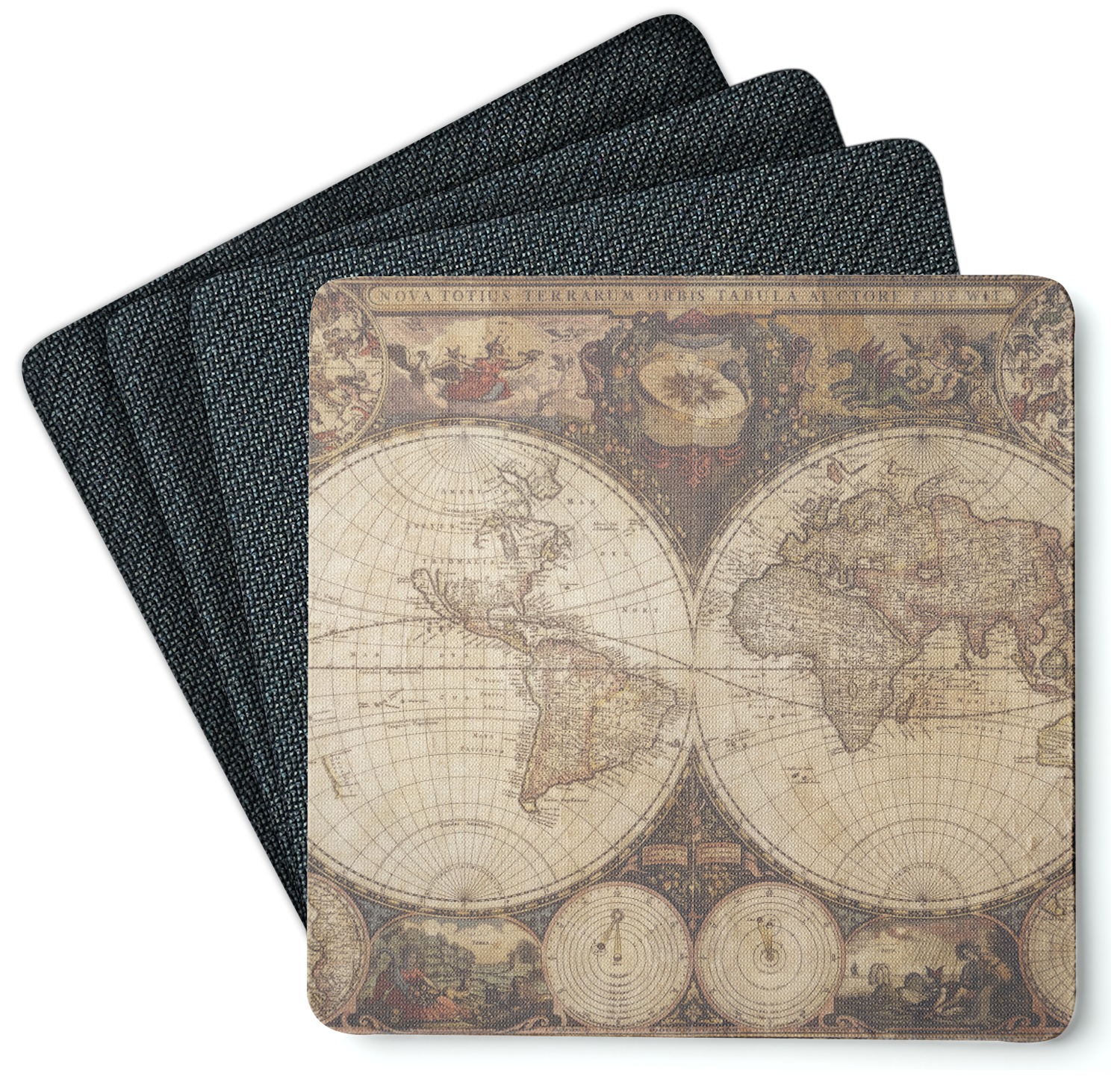 Custom Vintage World Map Rubber Backed Coaster | YouCustomizeIt