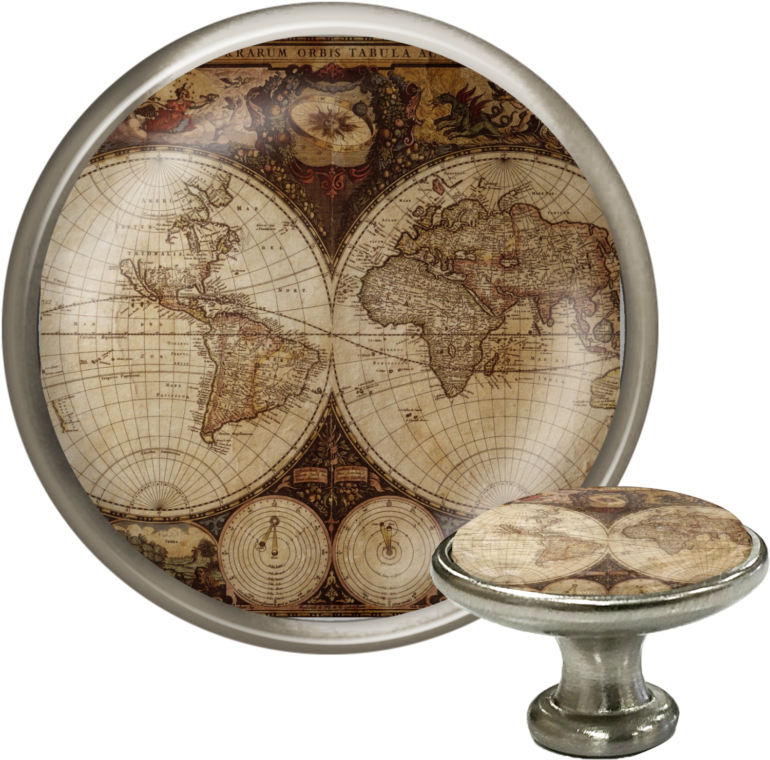 Vintage World Map Cabinet Knob - YouCustomizeIt