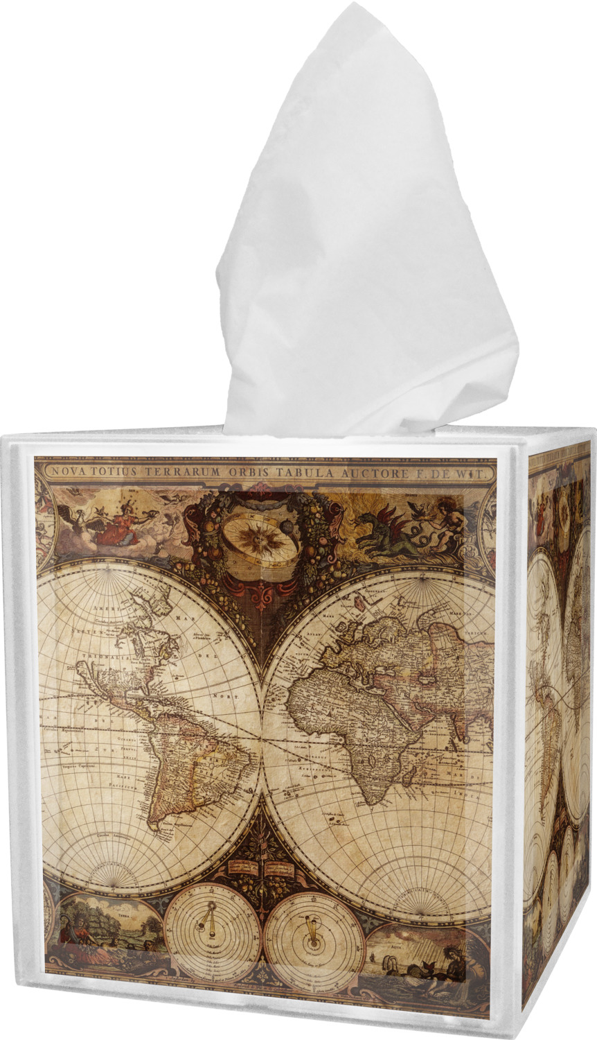Vintage World Map Tissue Box Cover - YouCustomizeIt