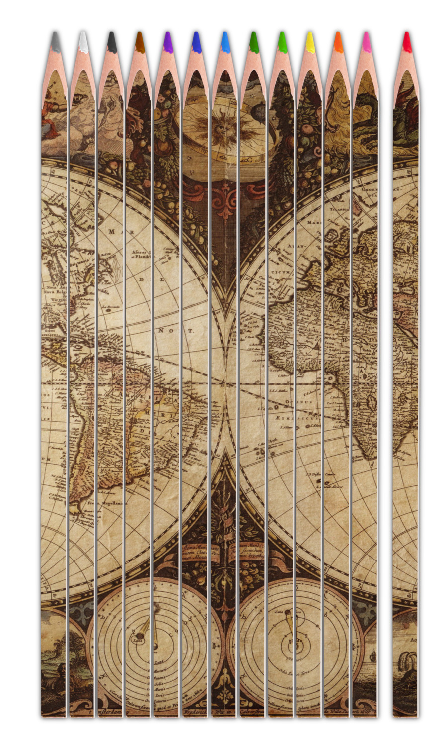 Custom Vintage World Map Colored Pencils | YouCustomizeIt