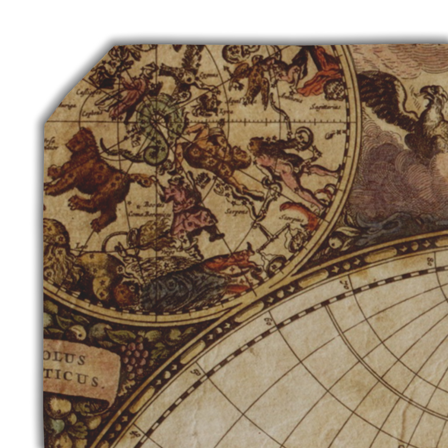 Custom Vintage World Map Dining Table Mat - Octagon | YouCustomizeIt