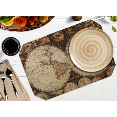 Vintage World Map Dining Table Mat - Octagon - YouCustomizeIt