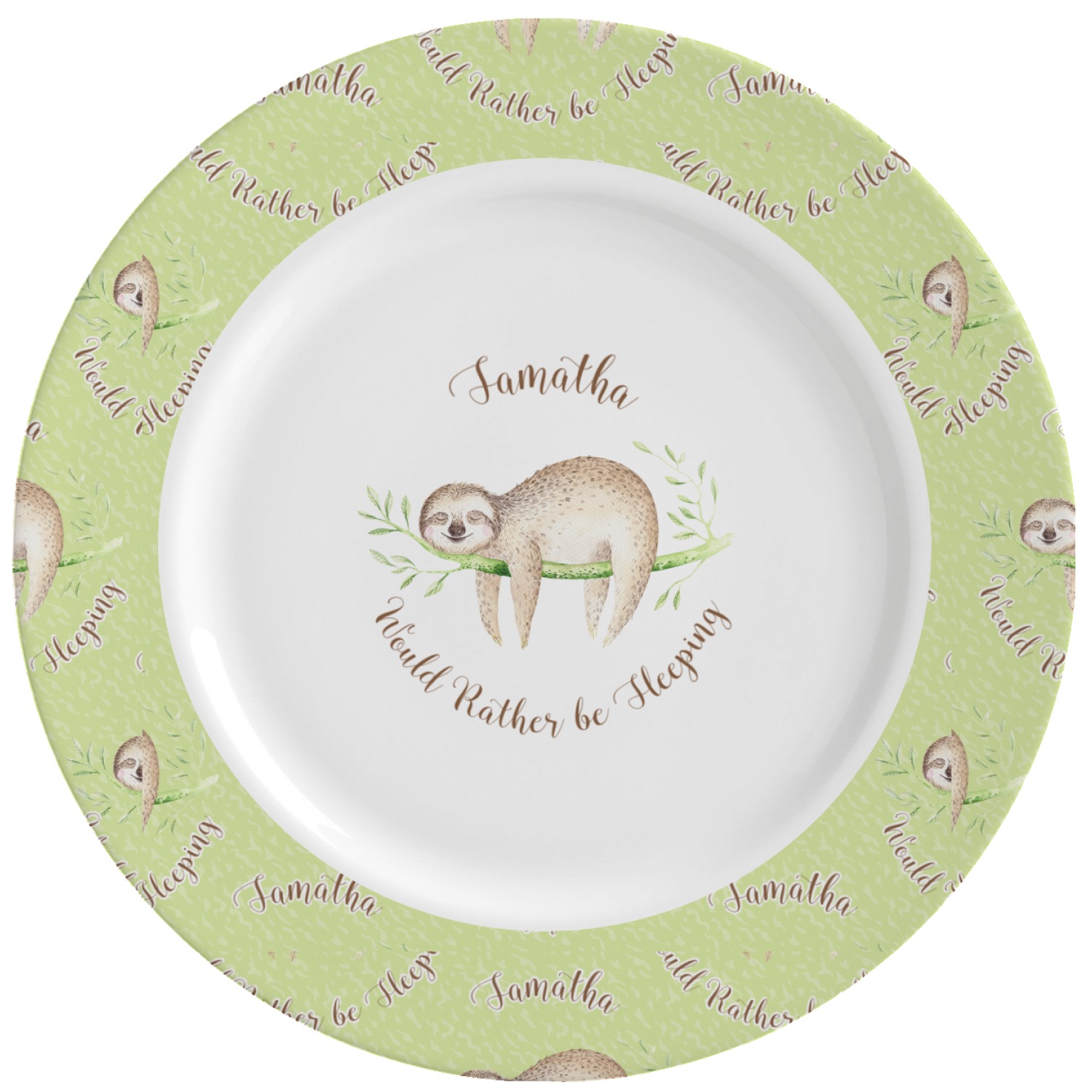 Sloth Ceramic Dinner Plates (Set of 4) (Personalized) - YouCustomizeIt