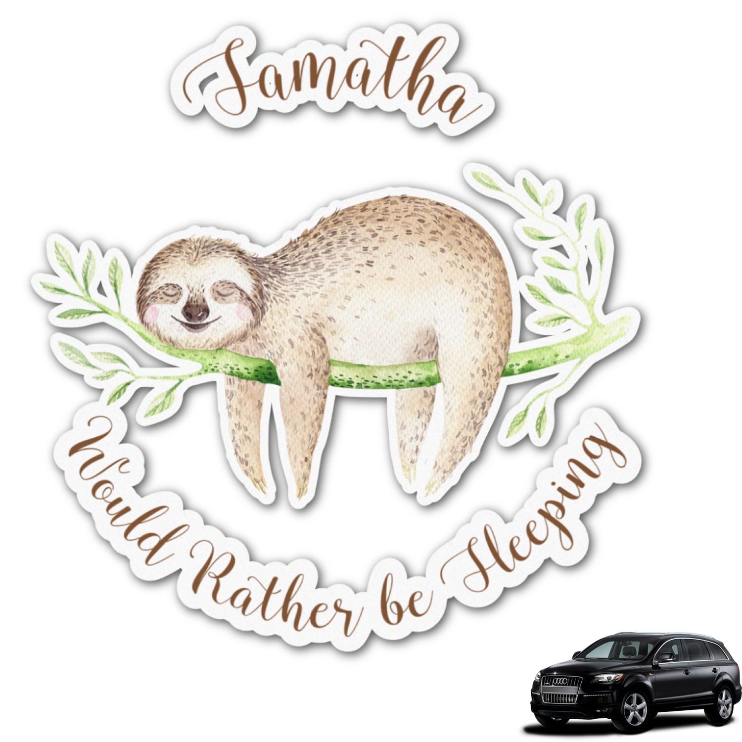 Sloth Graphic Car Decal (Personalized) - YouCustomizeIt