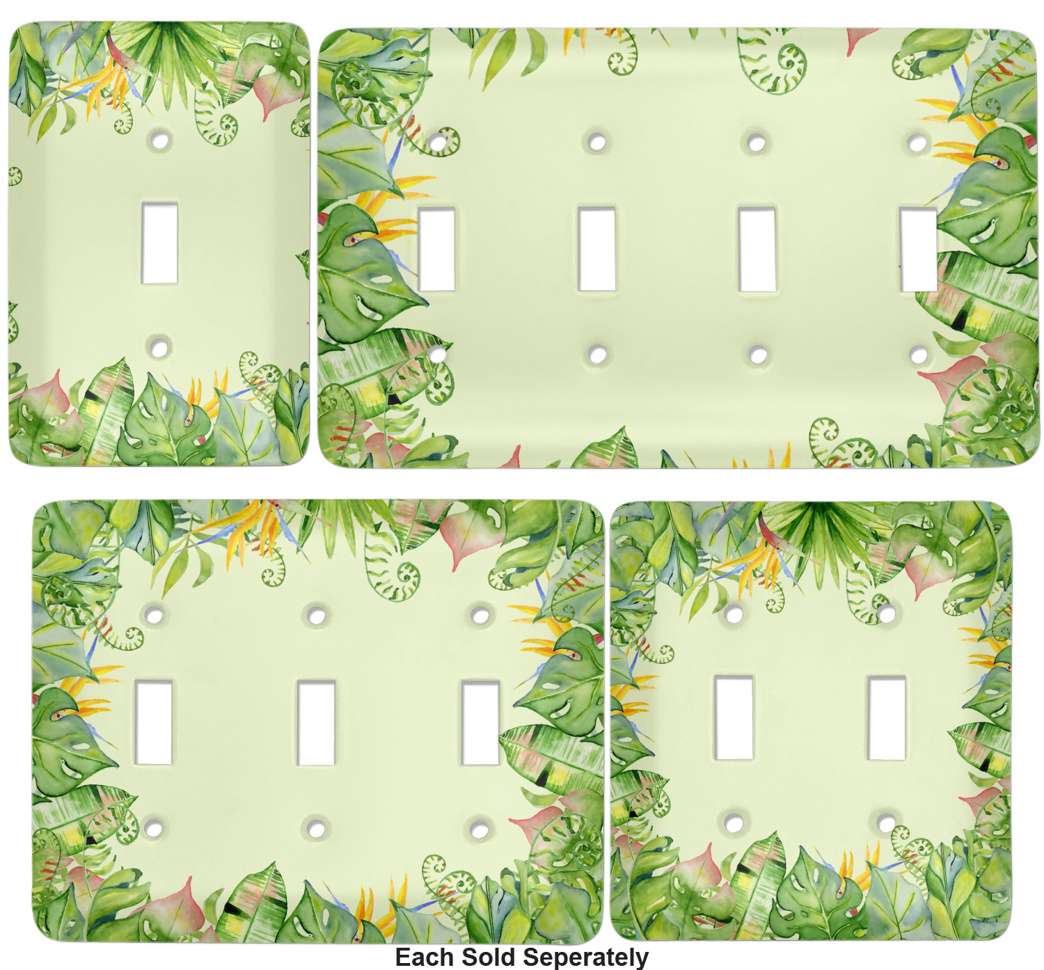 Tropical Leaves Border Light Switch Cover (3 Toggle Plate ...