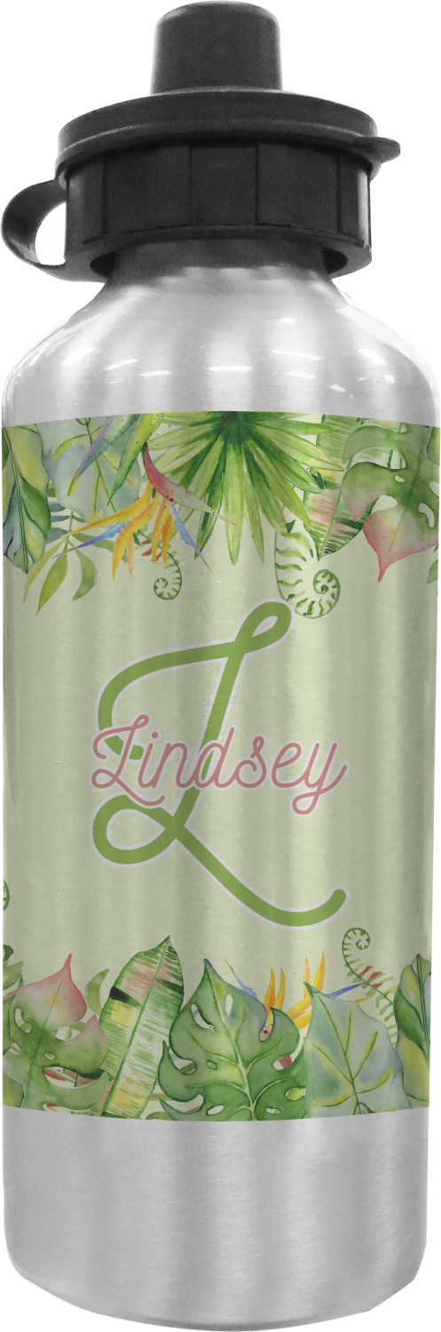 Tropical Leaves Border Water Bottle - Aluminum - 20 oz (Personalized ...